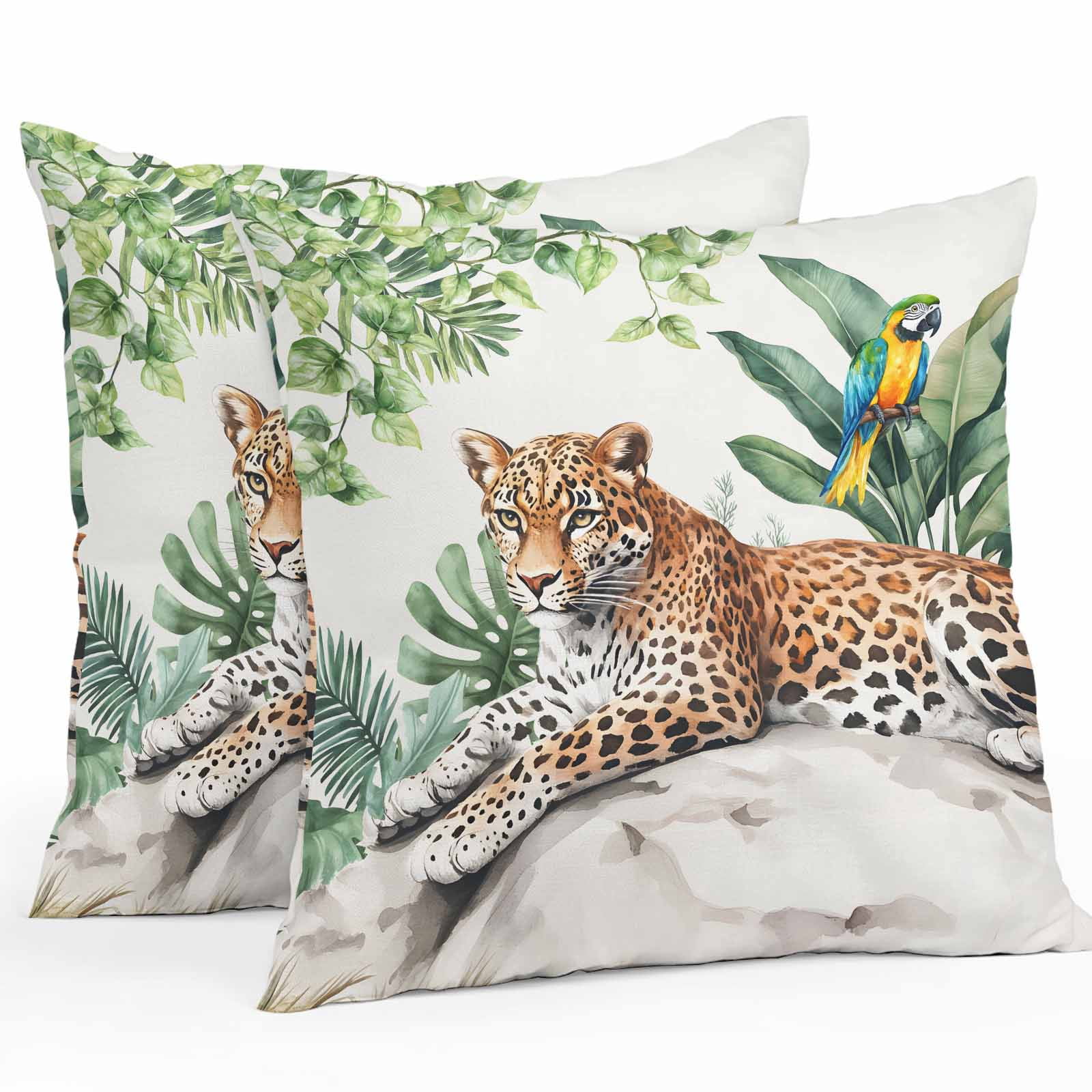 Outdoor Waterproof Pillow Covers Pack of 2, Summer Animal Watercolor ...