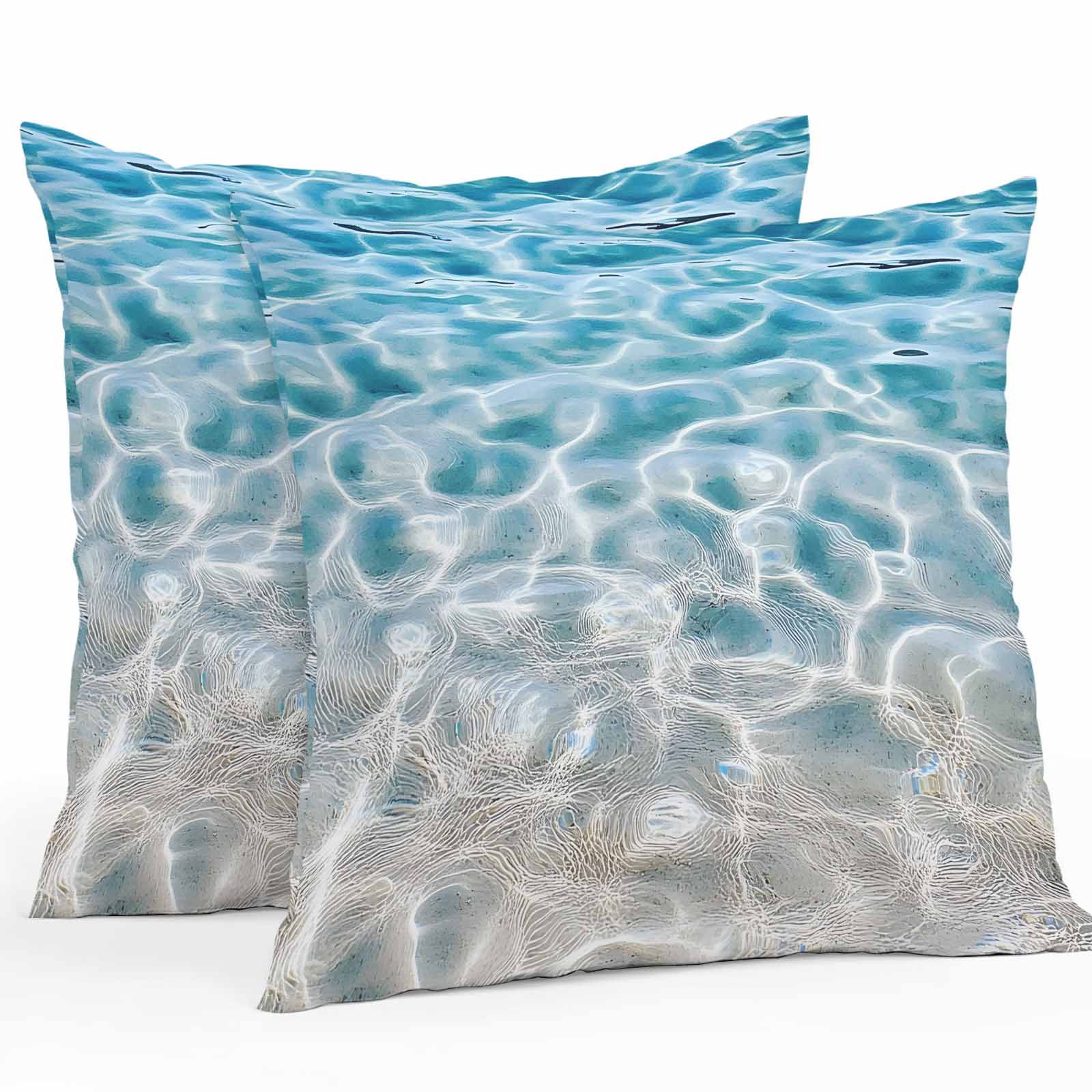 Outdoor Waterproof Pillow Covers Pack of 2, Summer Beach Summer Water ...