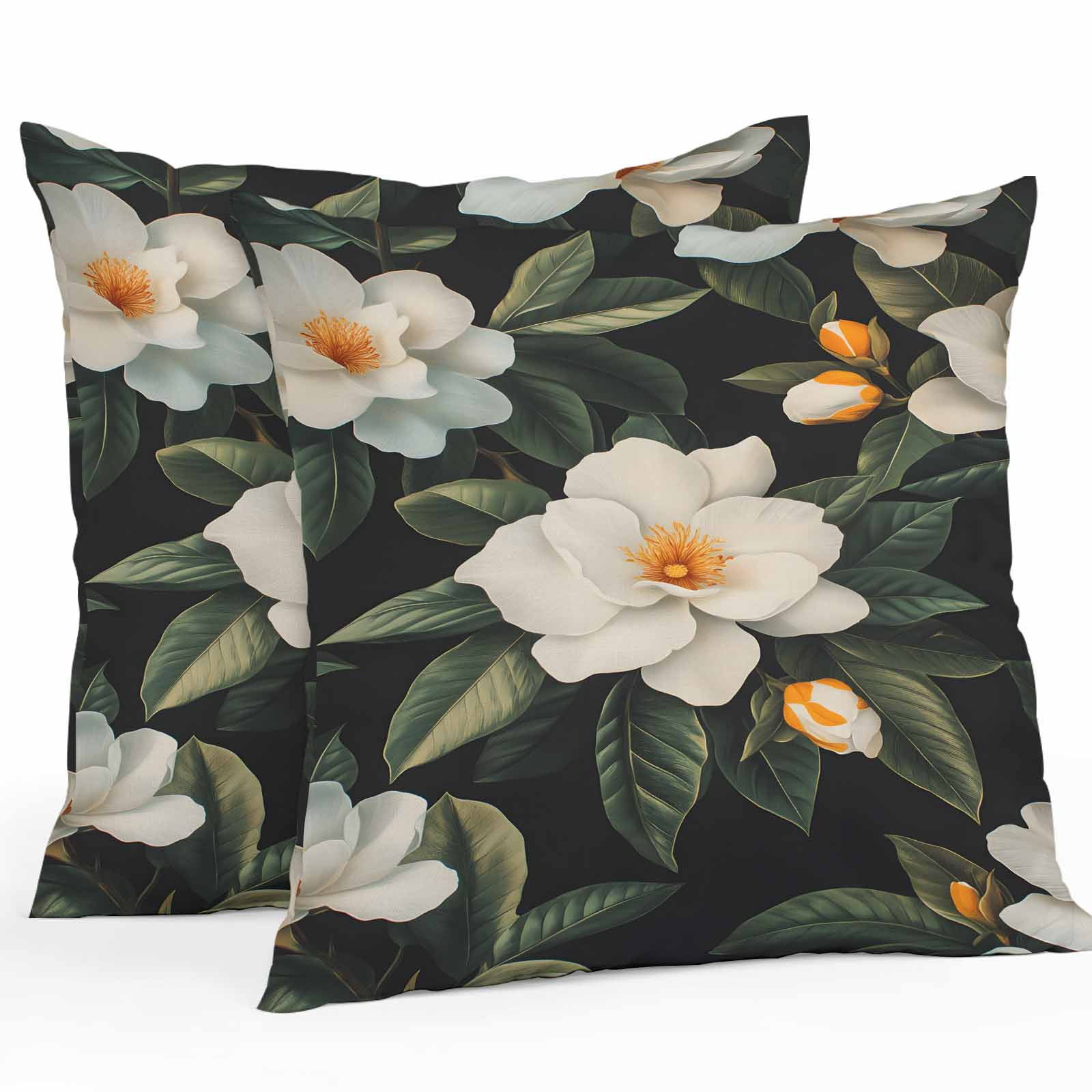 Outdoor Waterproof Pillow Covers Pack of 2, Summer Gardenia Vintage ...