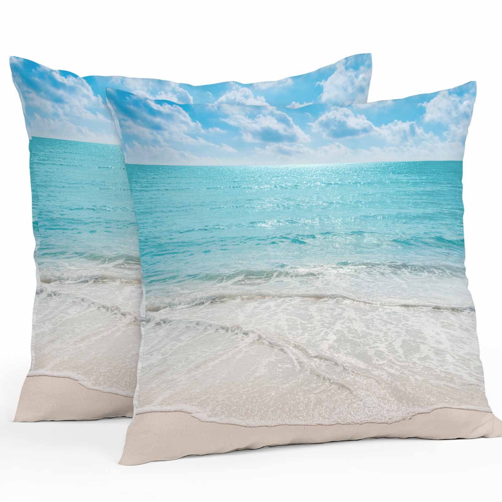 Outdoor Waterproof Pillow Covers Pack of 2, Summer Ocean Modern Blue ...