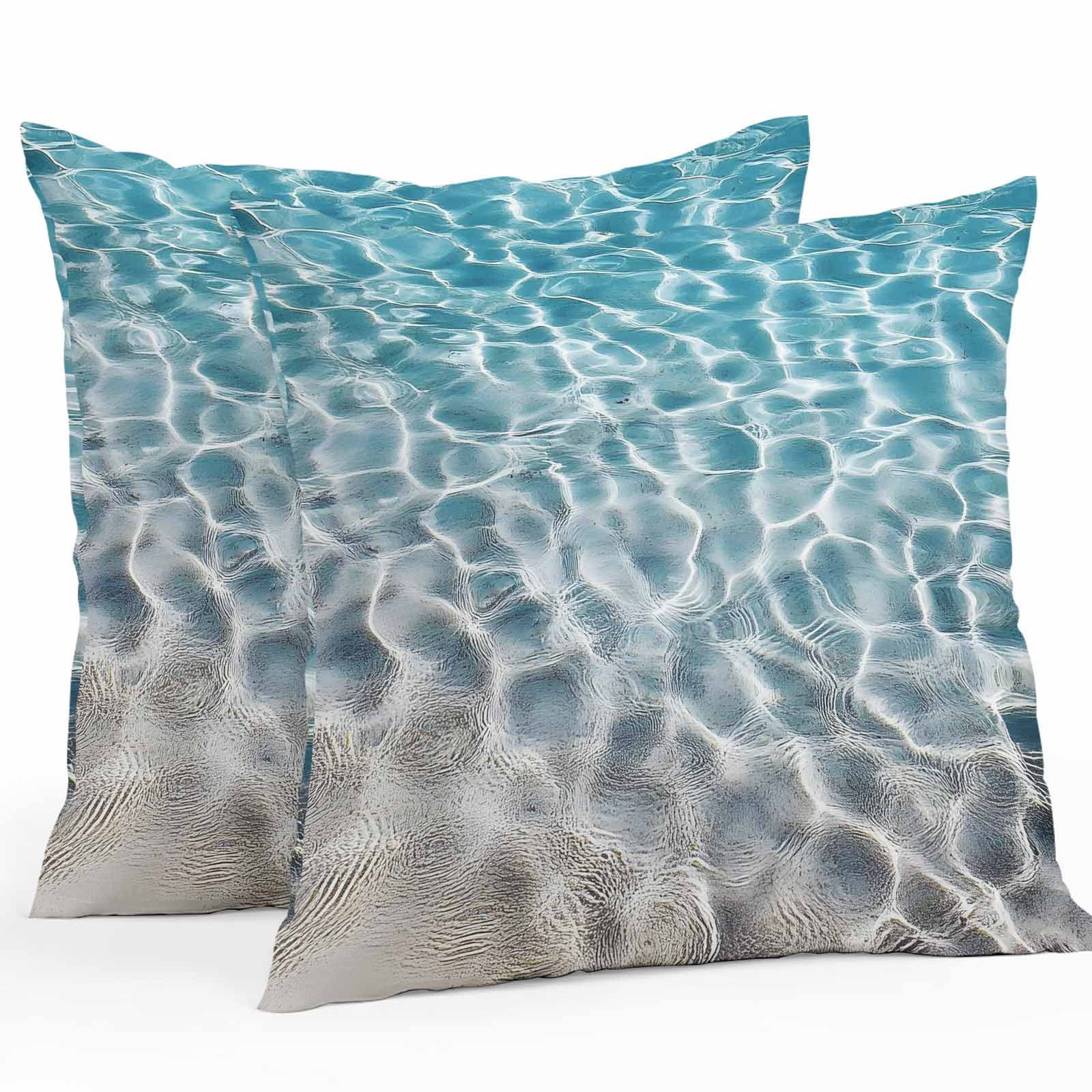 Outdoor Waterproof Pillow Covers Pack of 2, Water Ripple Ocean Art ...