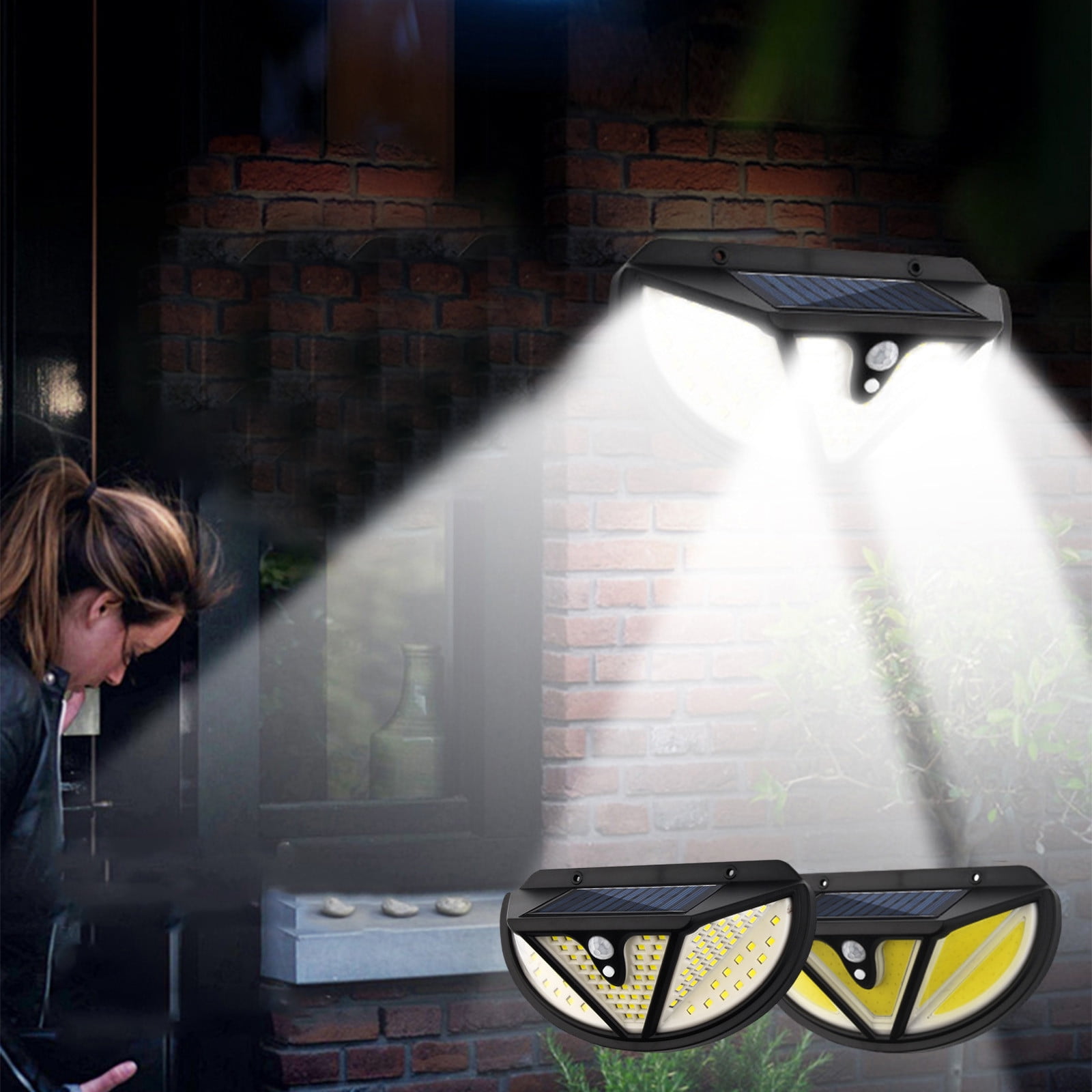 Outdoor Waterproof Solar Wall Light, Energy-Saving LED, 5-Sided ...