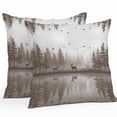 Outdoor Waterproof Throw Pillow Cover 16"x16" Pack of 2 Forest Elk Bird ...