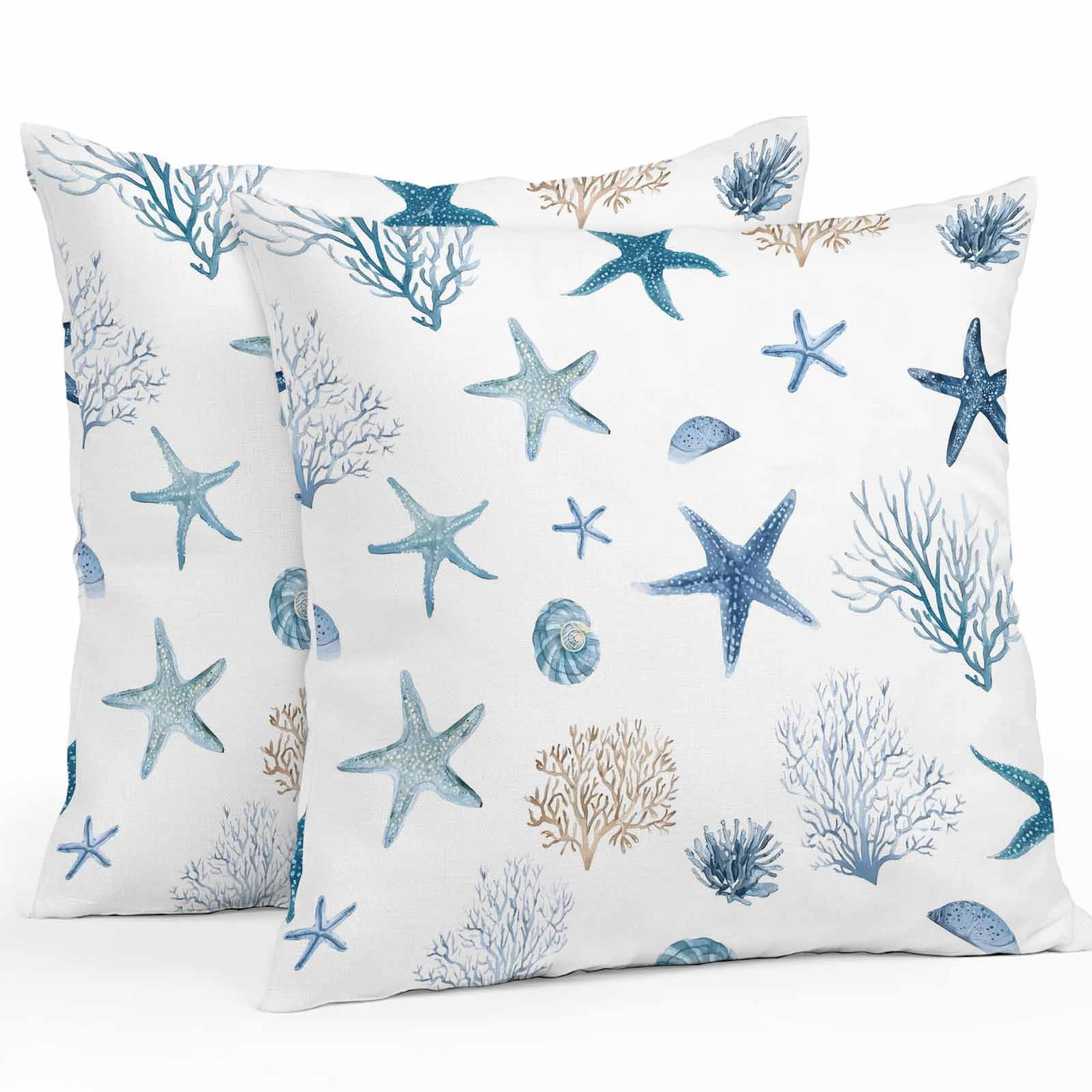 Outdoor Waterproof Throw Pillow Cover 18"x18" Pack of 2 Summer Sea ...