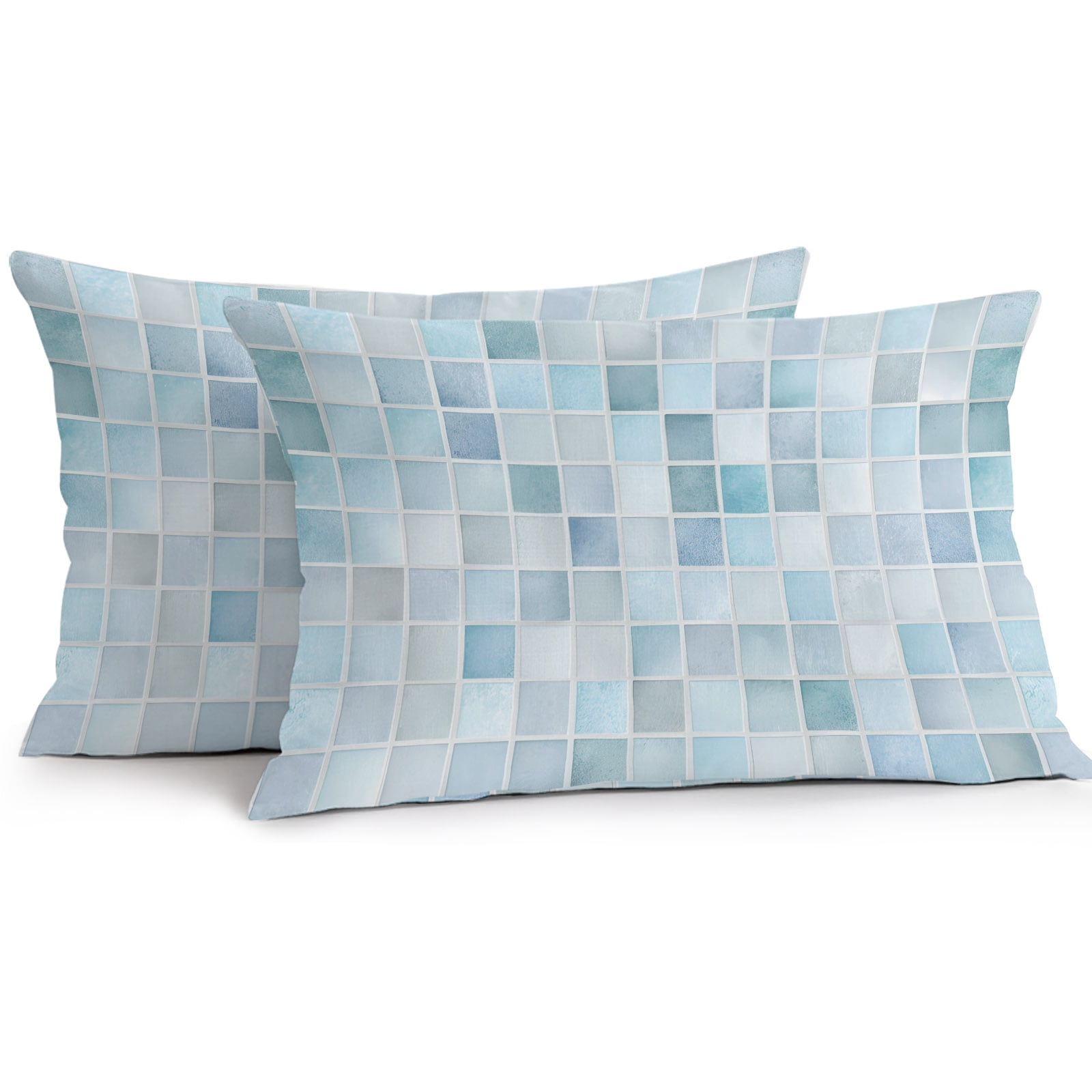 Outdoor Waterproof Throw Pillow Cover 20"x12" Pack of 2 Light Blue Gray ...