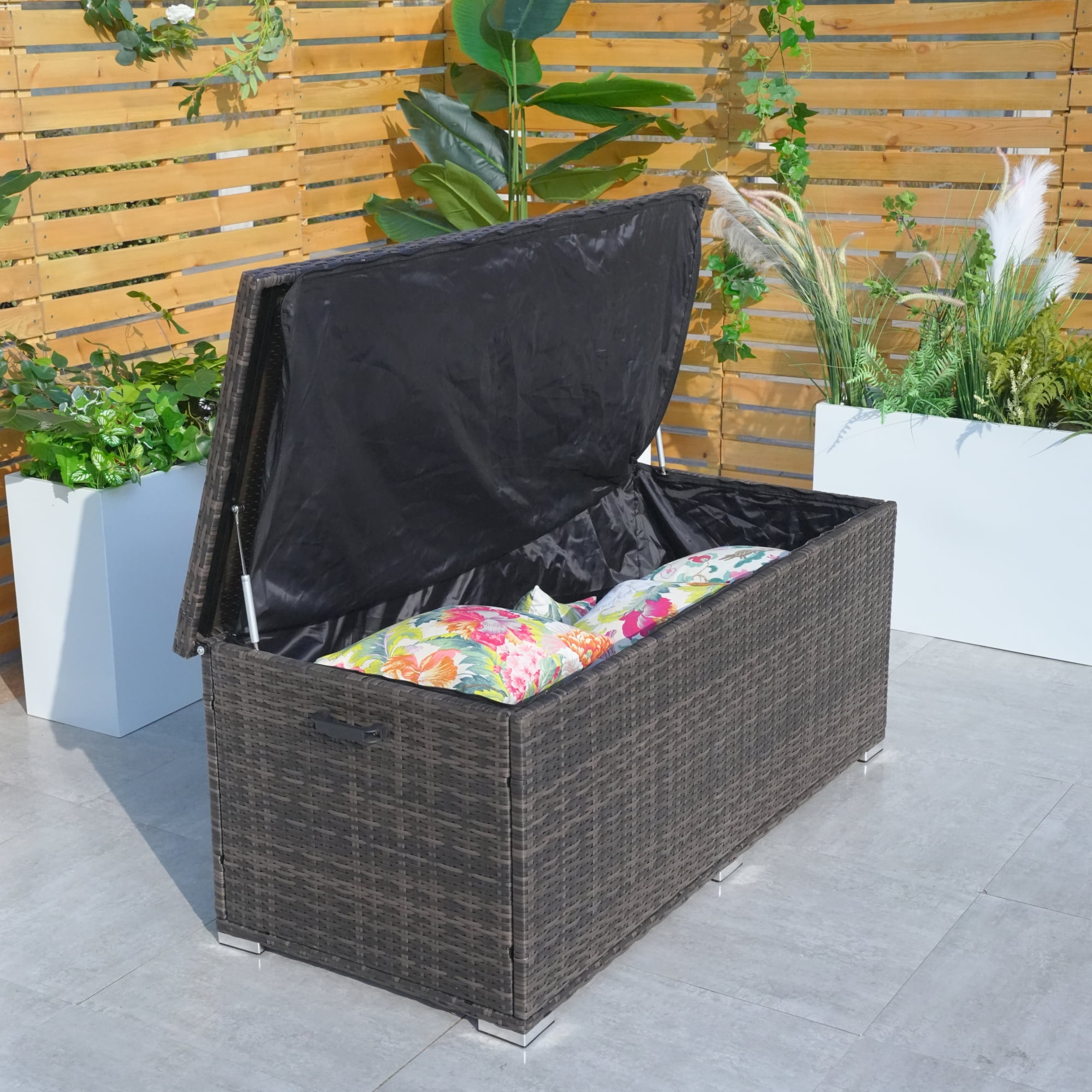 Outdoor Weatherproof Deck Box Wicker Storage Organizer Large Outdoor ...