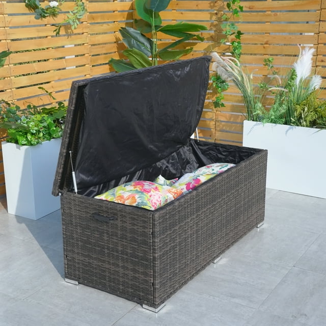 Outdoor Weatherproof Deck Box Wicker Storage Organizer Large Outdoor ...