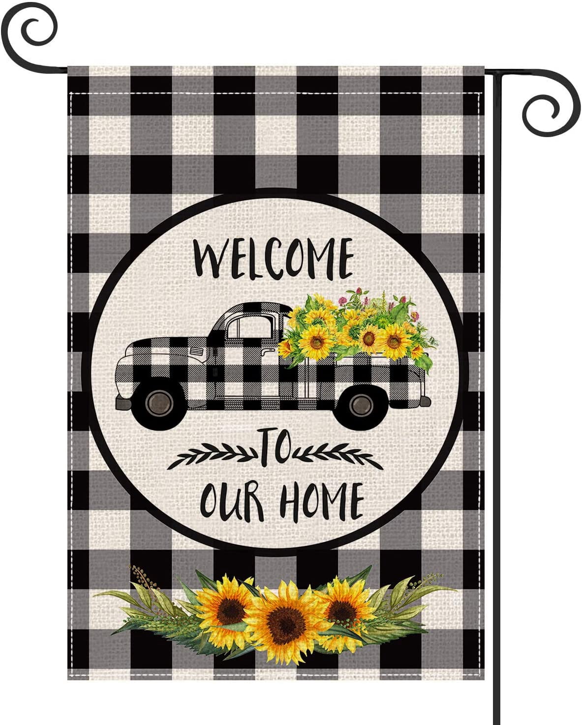 Outdoor Welcome Sign Spring Sunflower Car Welcome Garden Flag, Black ...