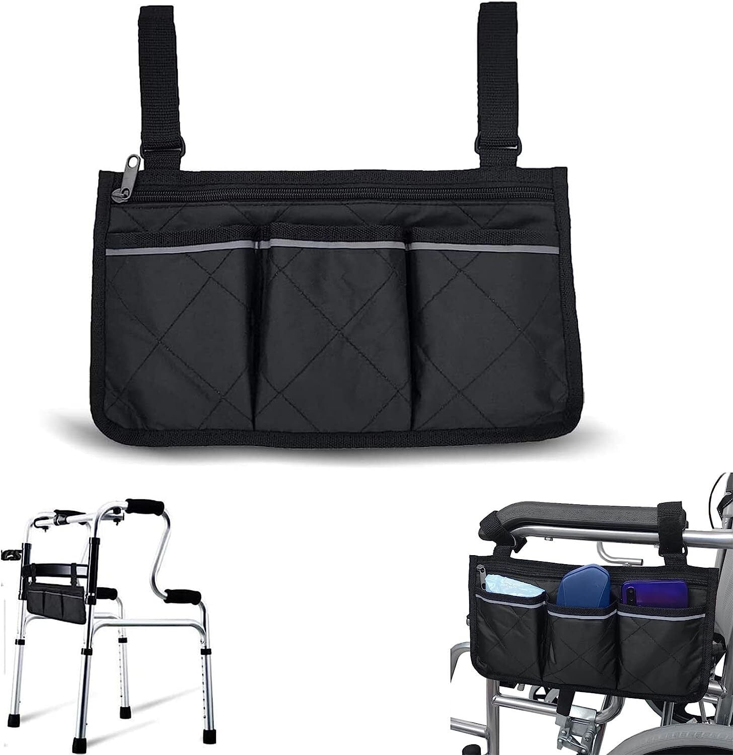 Outdoor Wheelchair Side Pocket Organizer Holder Pouch Armrest Storage ...