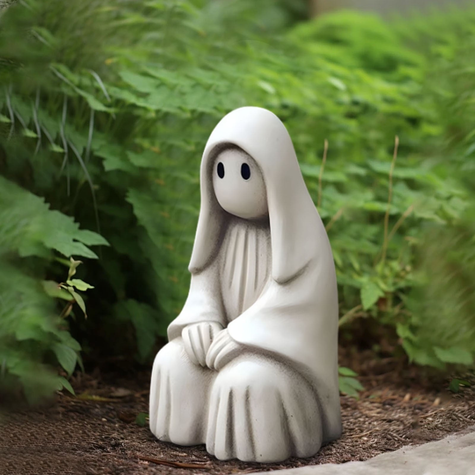 Outdoor White Ghost Statue for Halloween - Cute Resin Garden Sculpture ...