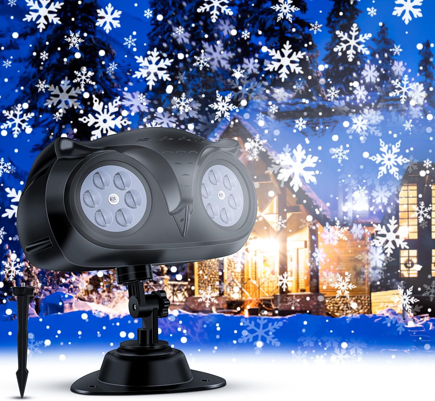 Outdoor White LED Snowfall Lights - Waterproof Snow Projector Flurries ...