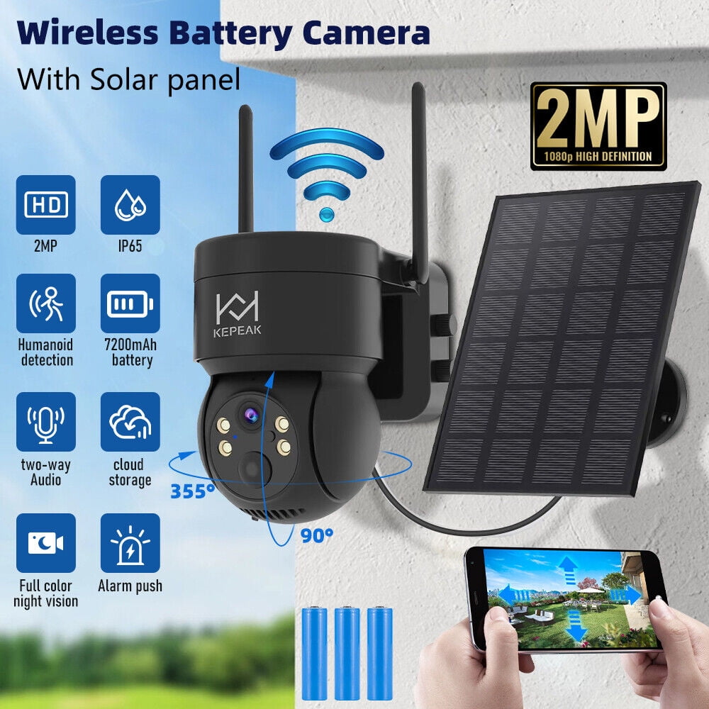 Outdoor WiFi Security Camera - 360° Pan Tilt, Solar Powered with ...