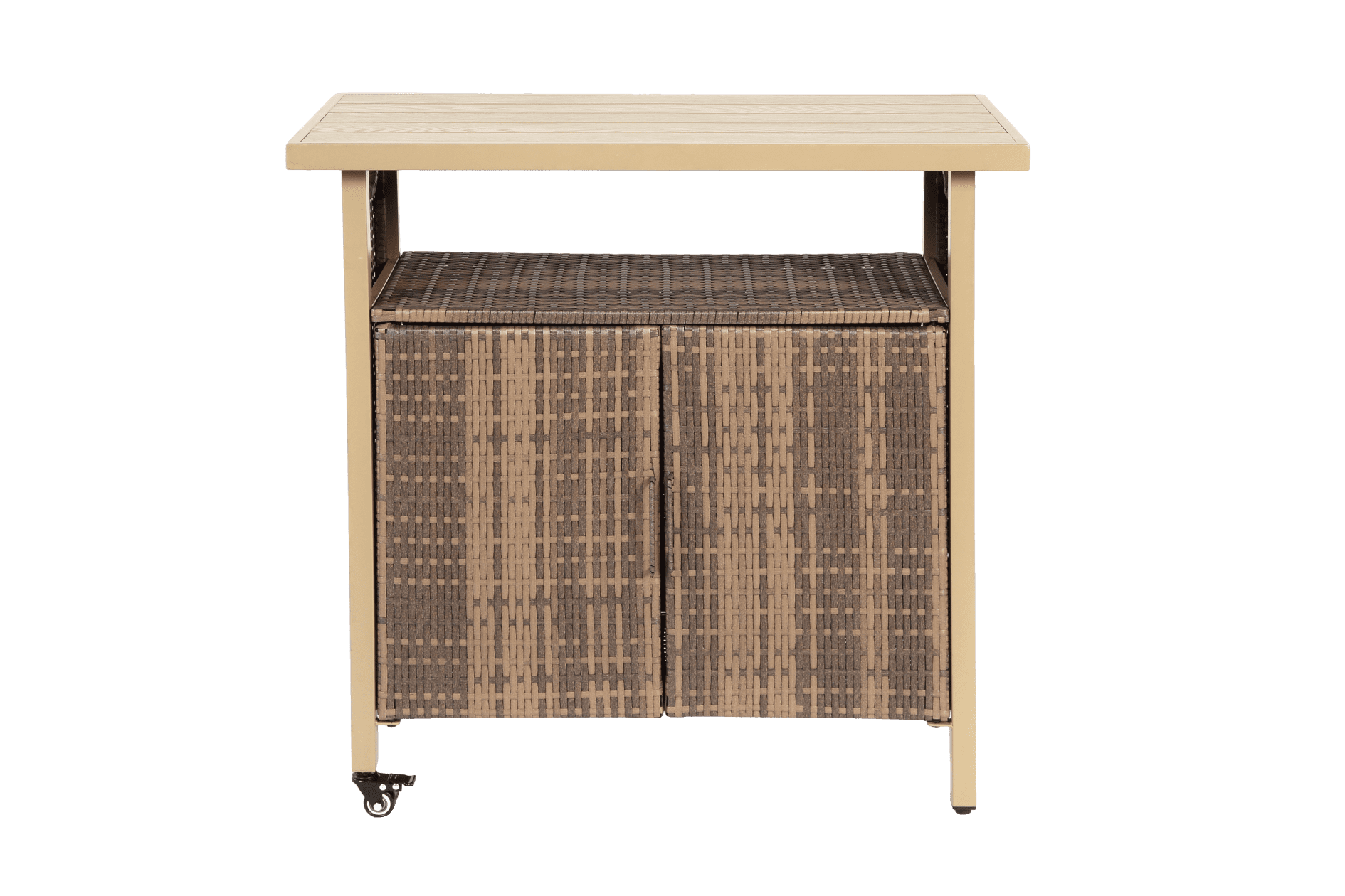 Outdoor Wicker Bar Cart with Glass Top and Wheels, Rolling Rattan ...