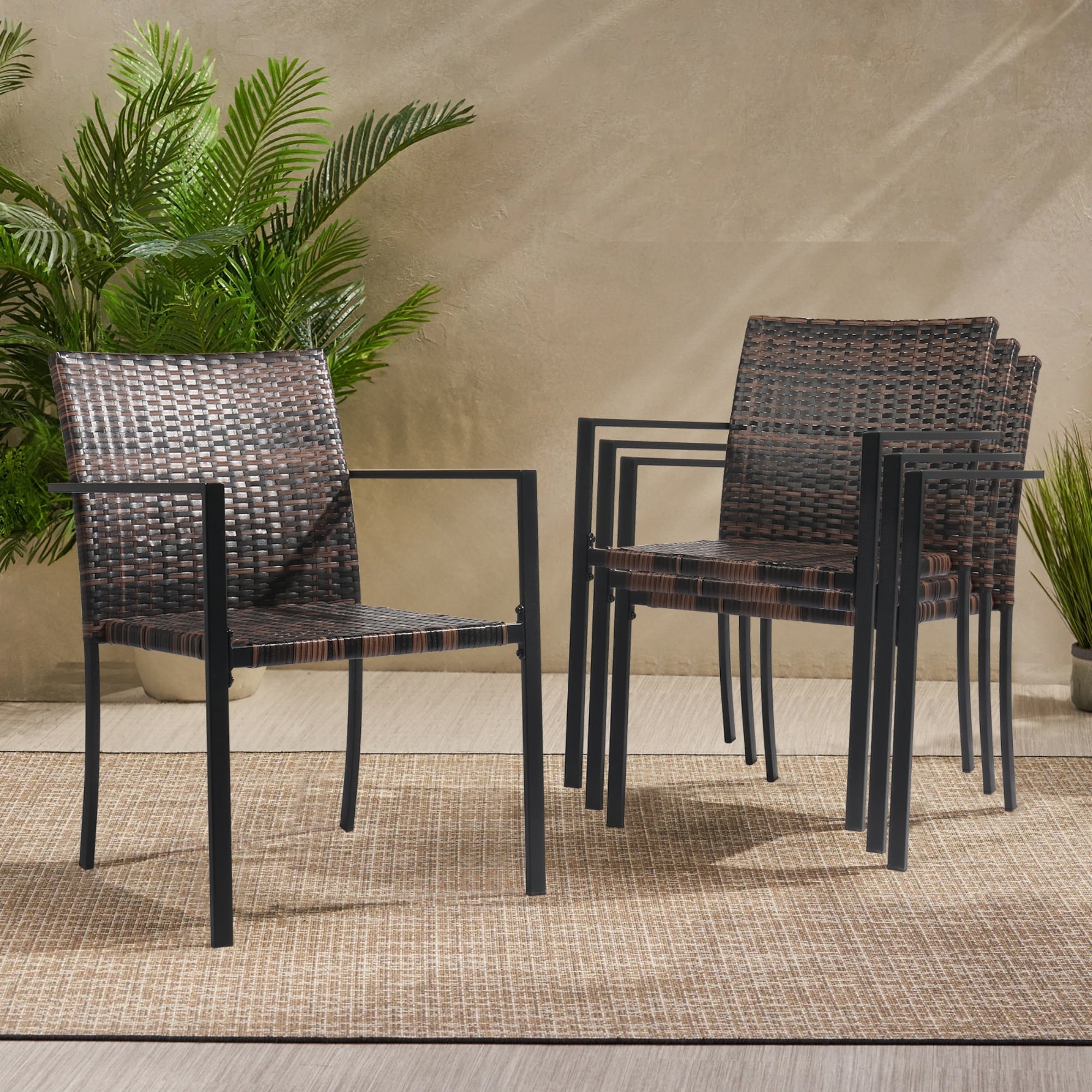 Outdoor Wicker Patio Dining Chairs Set of 2, CASEMIOL All-Weather ...