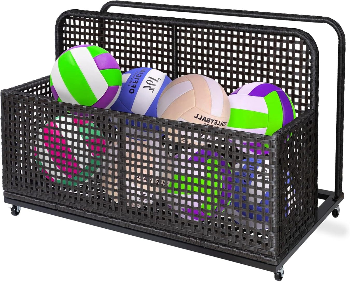 Outdoor Wicker Patio Poolside Float Storage, PE Rattan Rolling Pool ...