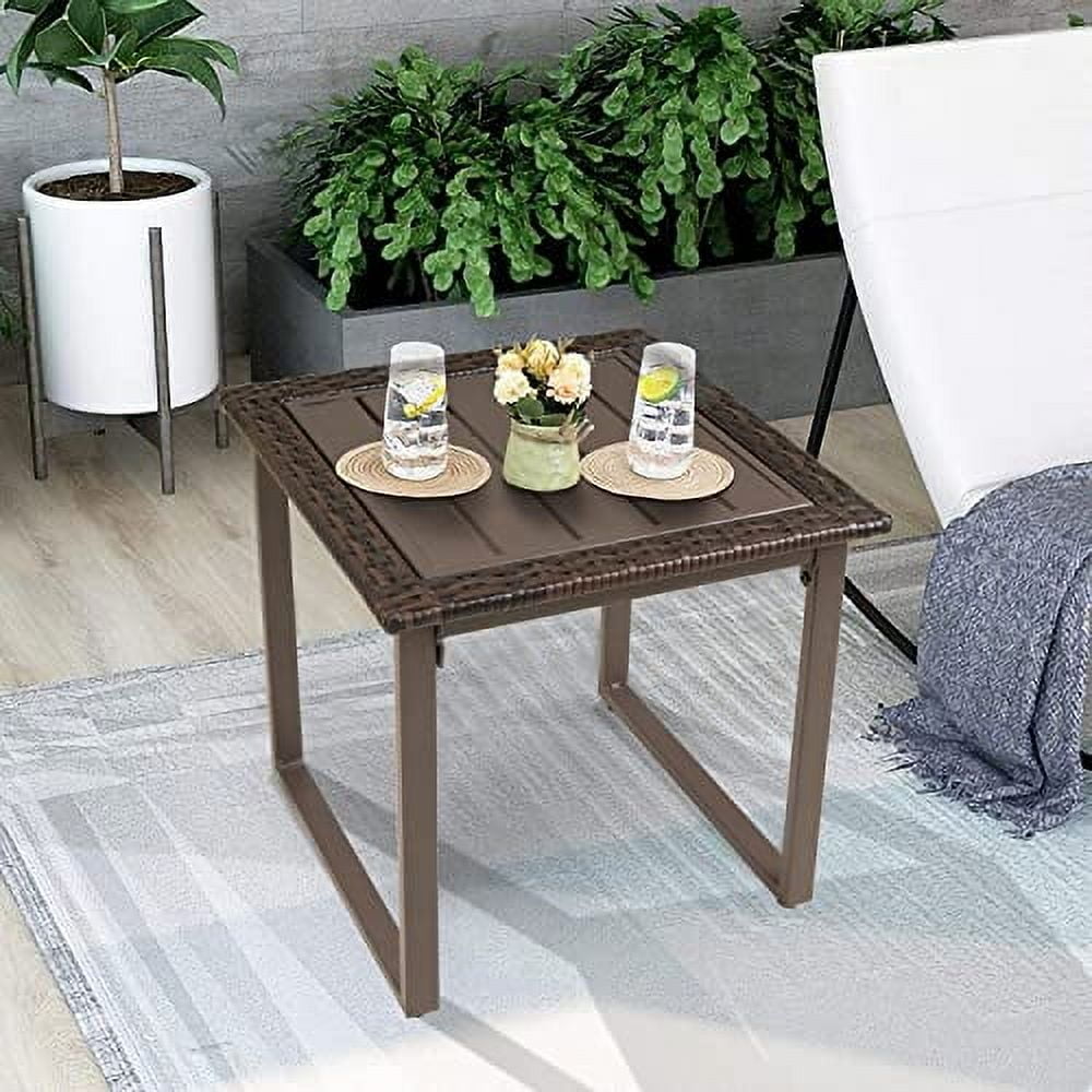 Outdoor Wicker Rattan Side End Tables for Patio, All Weather Small ...