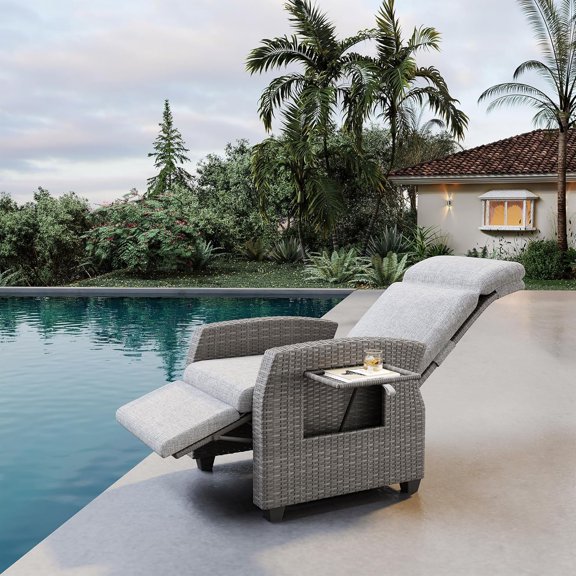 TOTAL Outdoor Reclining Chairs with Extended Footrest, Adjustable Patio ...