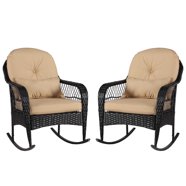 Jeco Black Resin Wicker Rocking Patio Chair Set of 2 - Outdoor Balcony ...