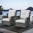 Outdoor Wicker Rocking Lounge Chairs with Swivel Base (Set of 2) Grey ...
