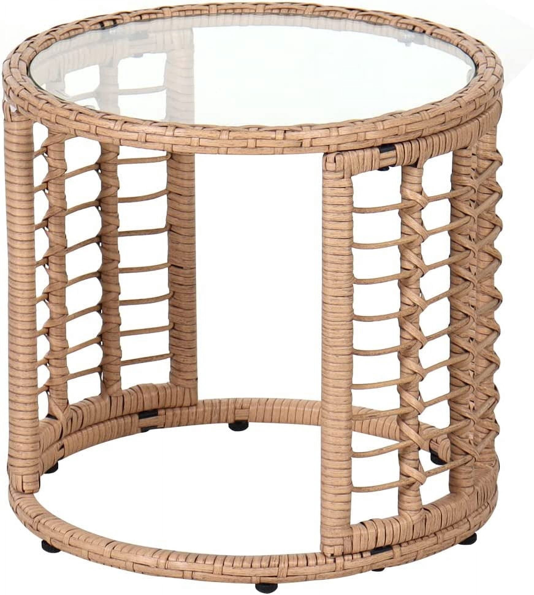 Outdoor Wicker Side Table, All-Weather Patio Rattan End Table with ...