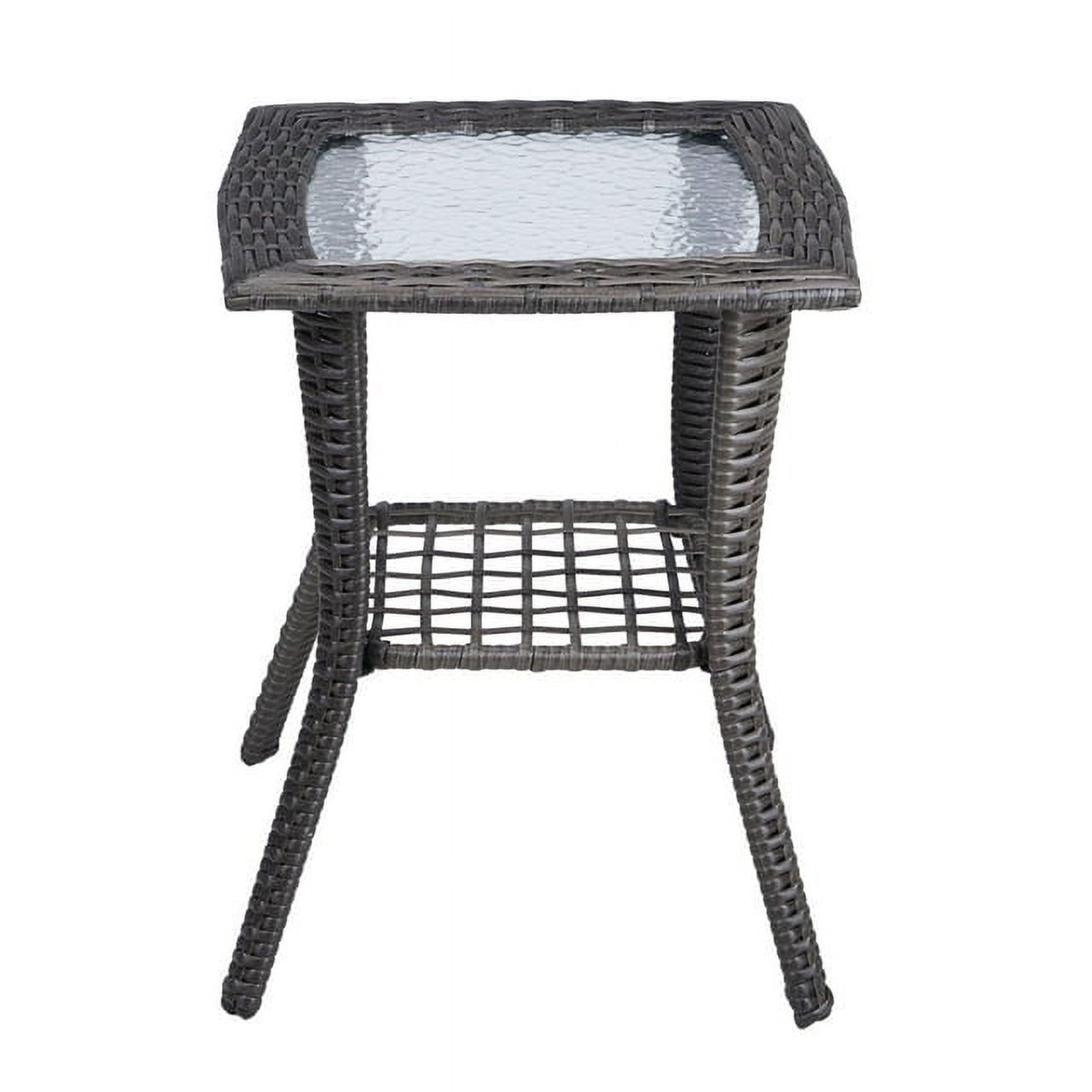 Outdoor Wicker Side Table, Rattan End Table with Glass Top, Patio ...