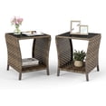 Outdoor Wicker Side Table, Set of 2 Rattan Side Tables End Table for ...