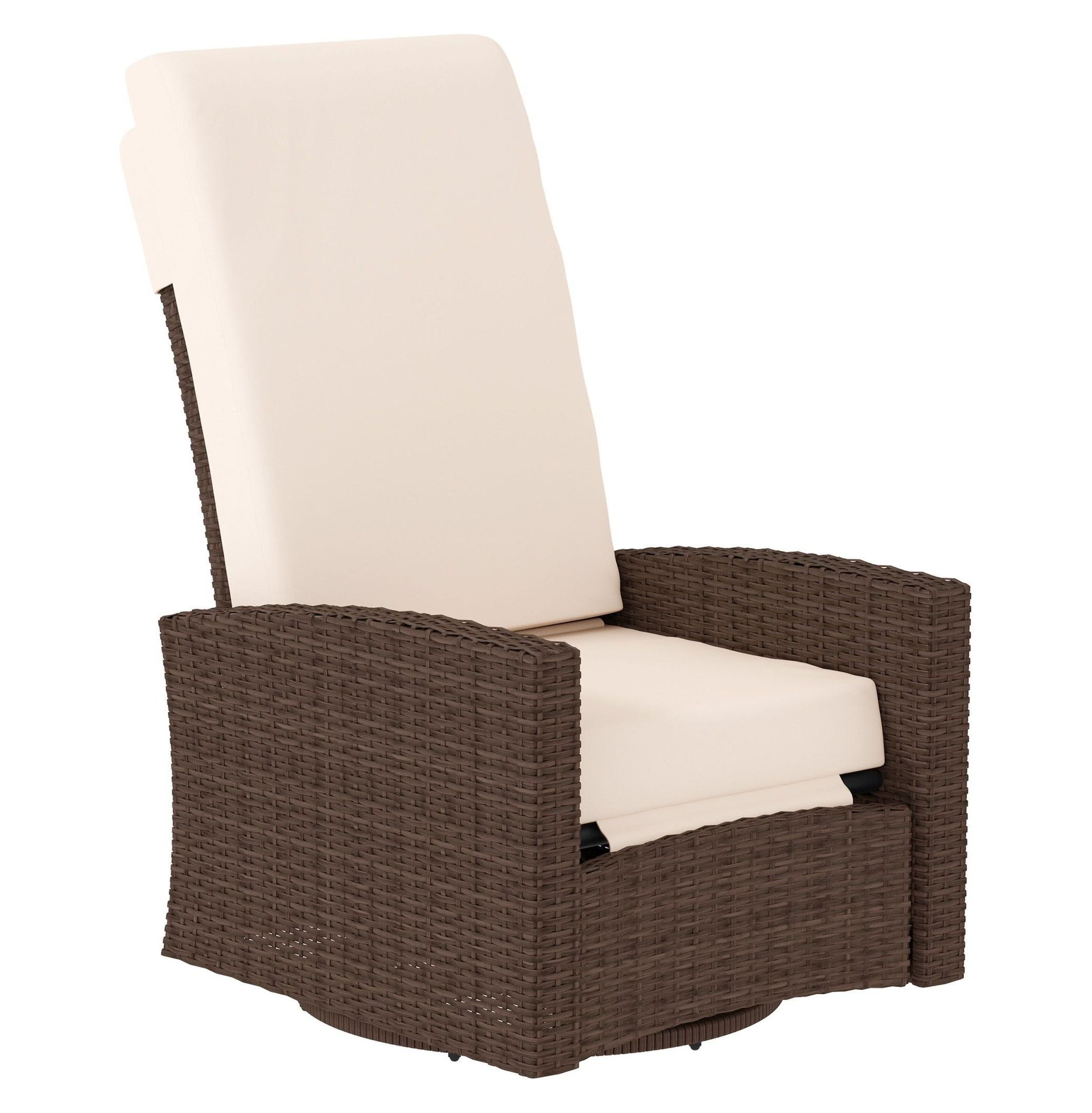 Outdoor Wicker Swivel Recliner Chair - 360° Rotating Patio Furniture ...