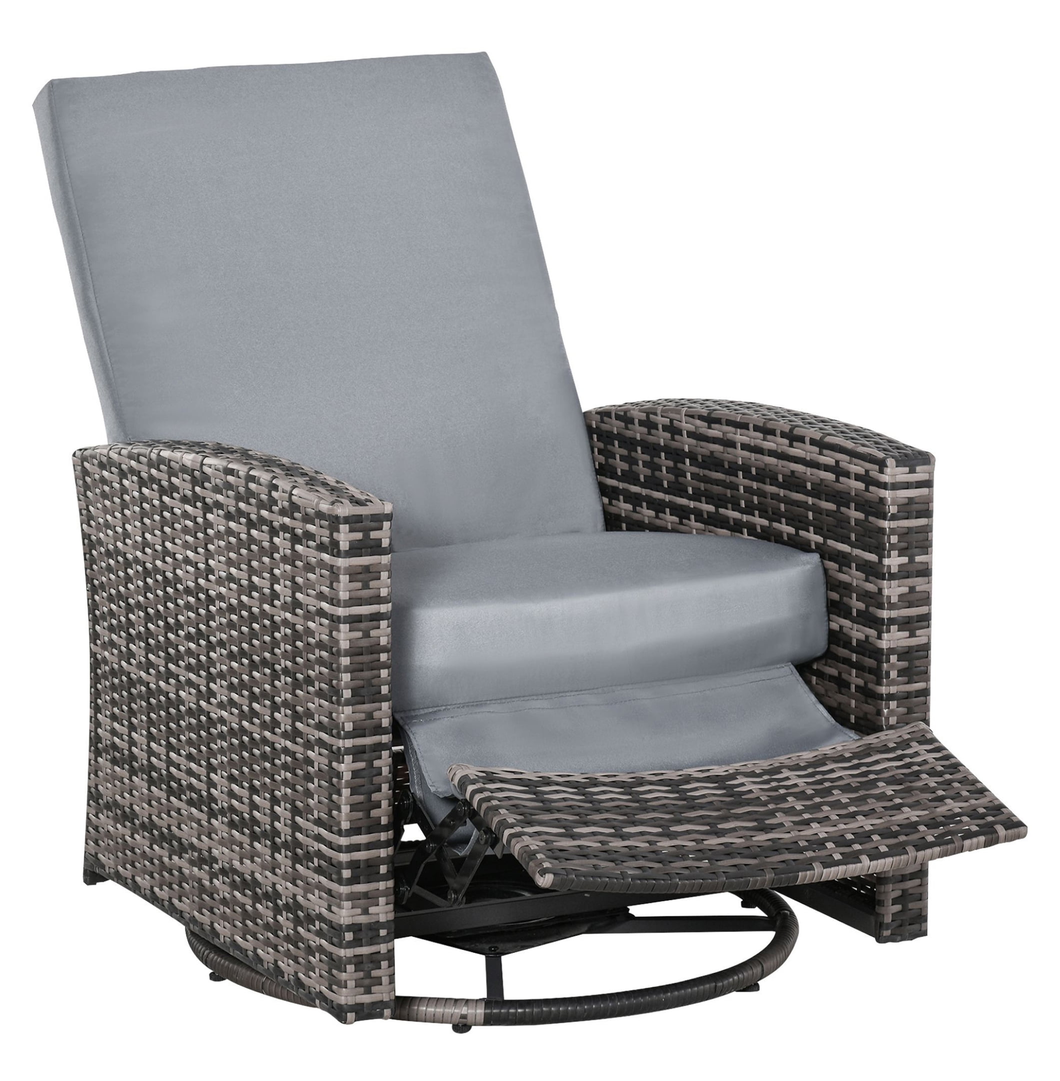 Outdoor Wicker Swivel Recliner Chair, Reclining Backrest, Lifting ...