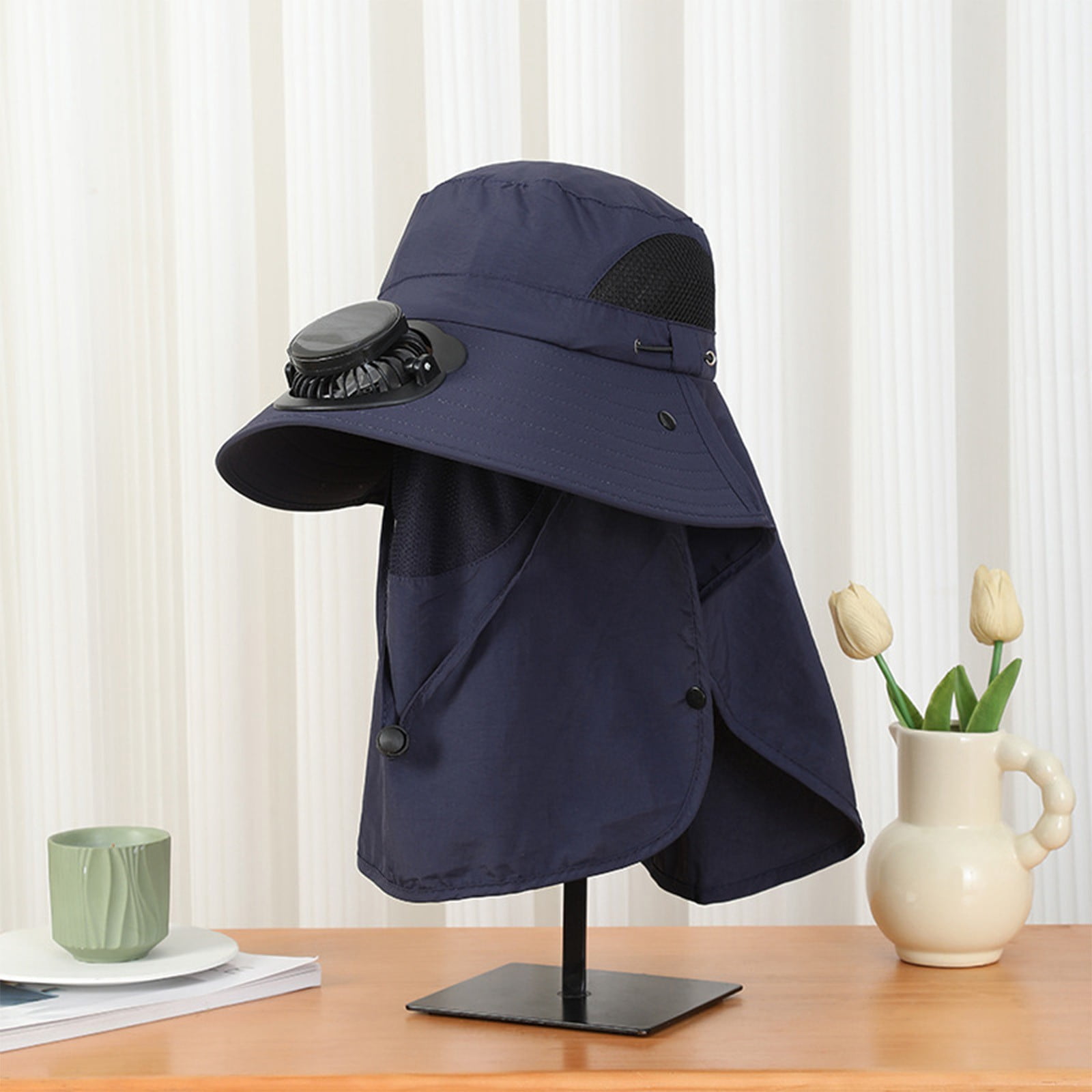 Outdoor Wide Brim Sun Hat, 1 Solar Fan Sun Bucket Hat with Detachable ...