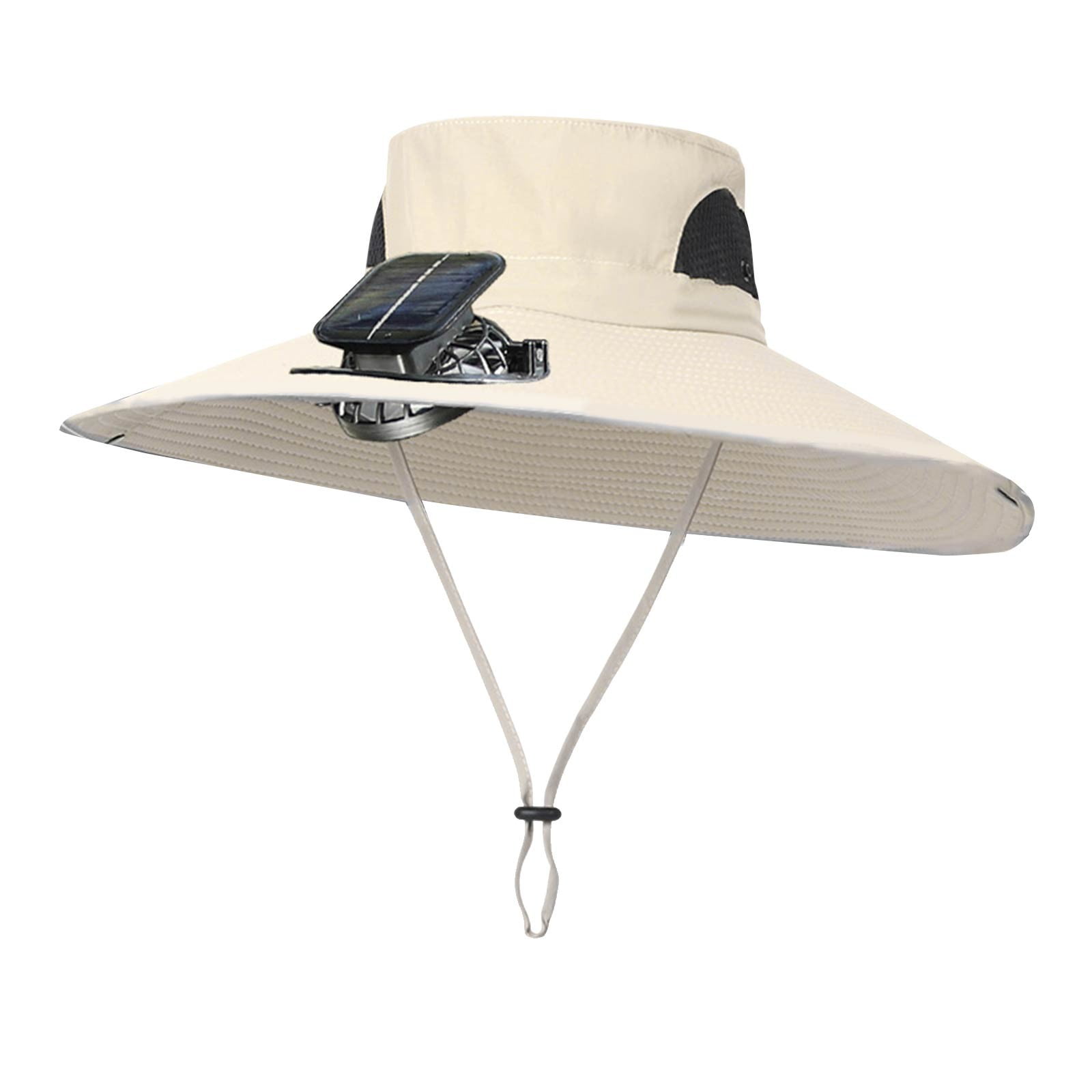 Outdoor Wide Brim Sun Hat with 2 Solar Fan Sun Bucket Hat for Men Women ...