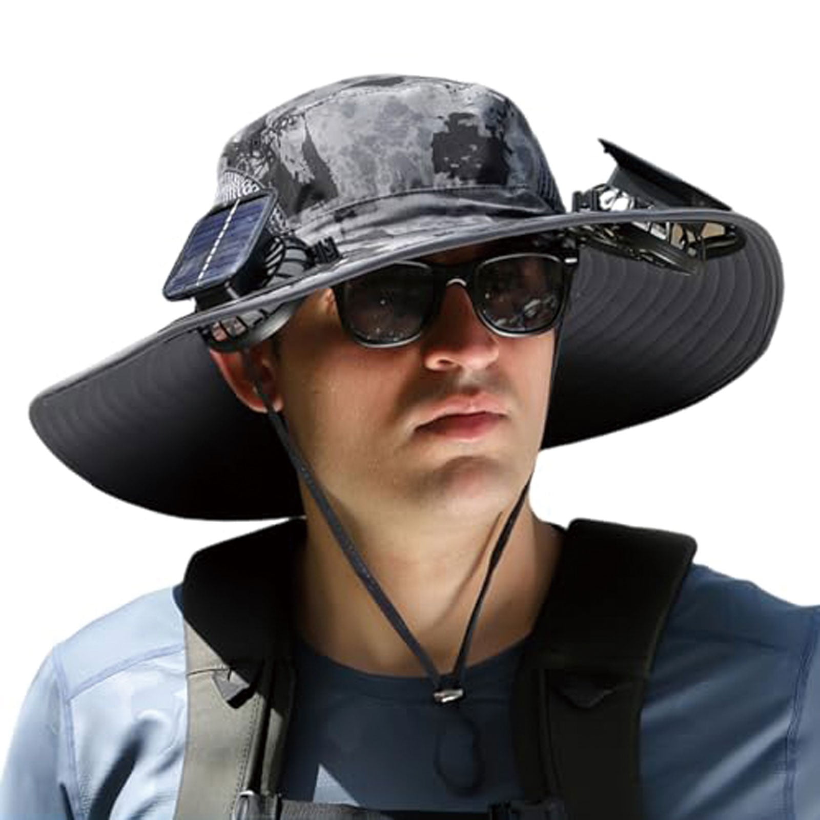 Outdoor Wide Brim Sun Hat With Solar Fan Wide Brim Solar Fan Outdoor ...