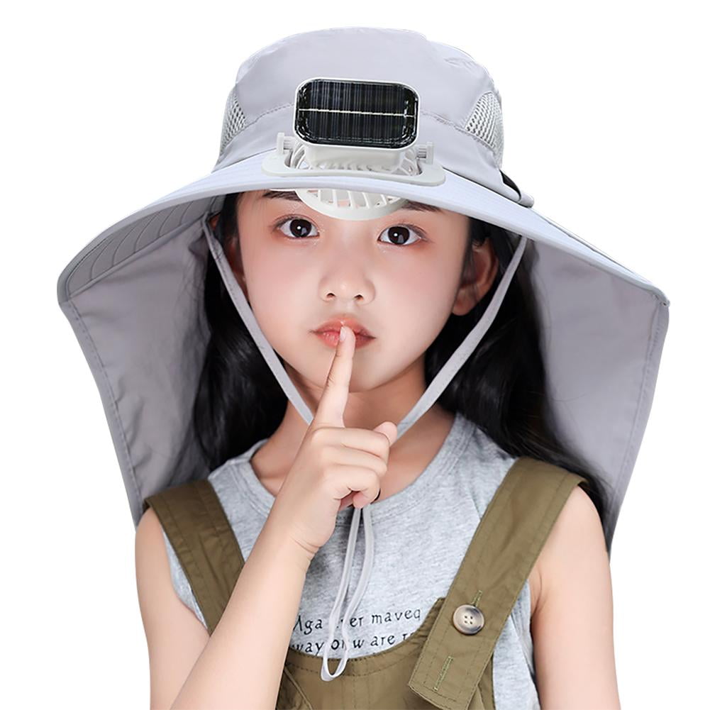 Outdoor Wide Brim Sun Hat with Solar Fan,Solar Fan Hats for Kid UPF 50 ...