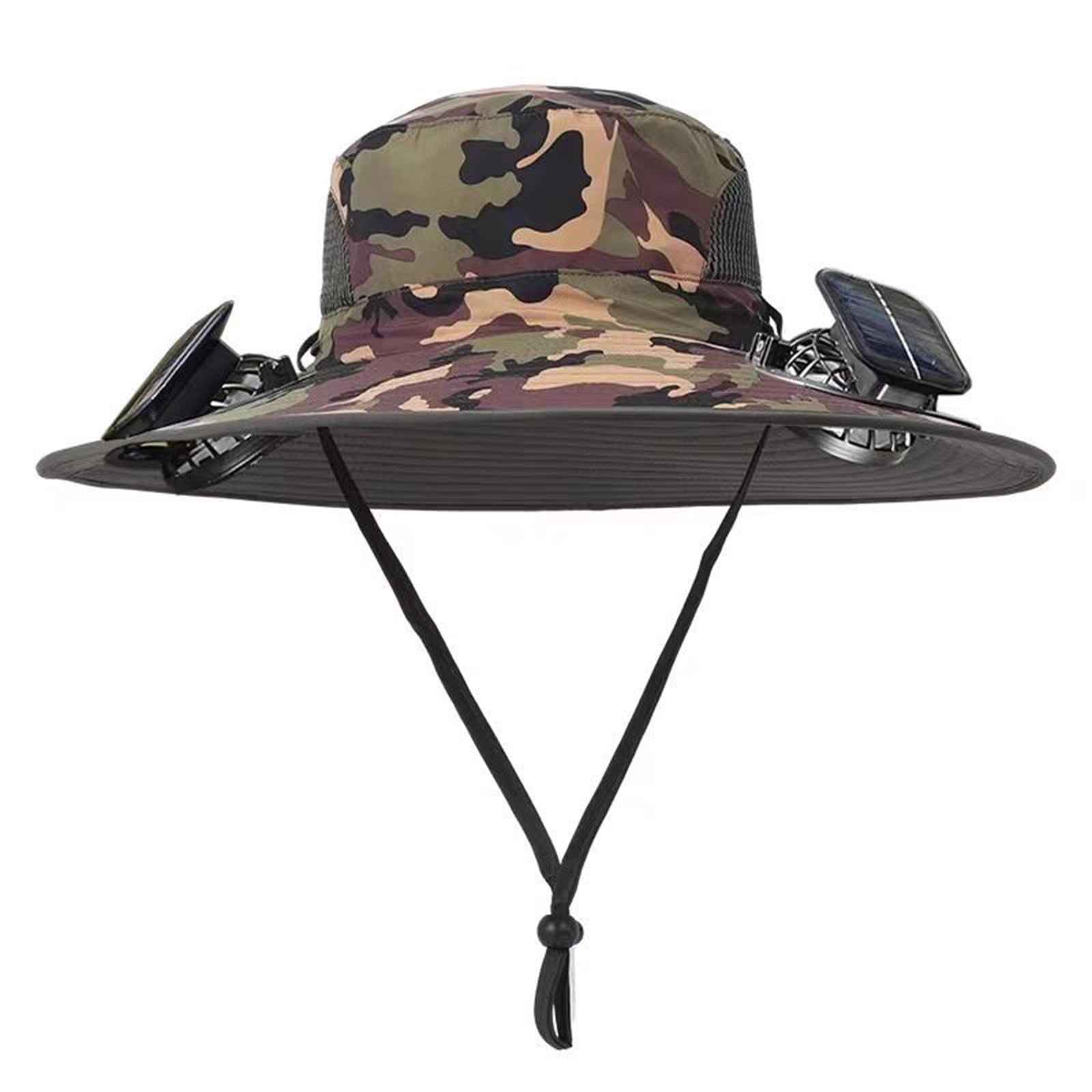 Outdoor Wide Brim Sun Hat, with Solar Fan, Sun Bucket Hat for Outdoor ...