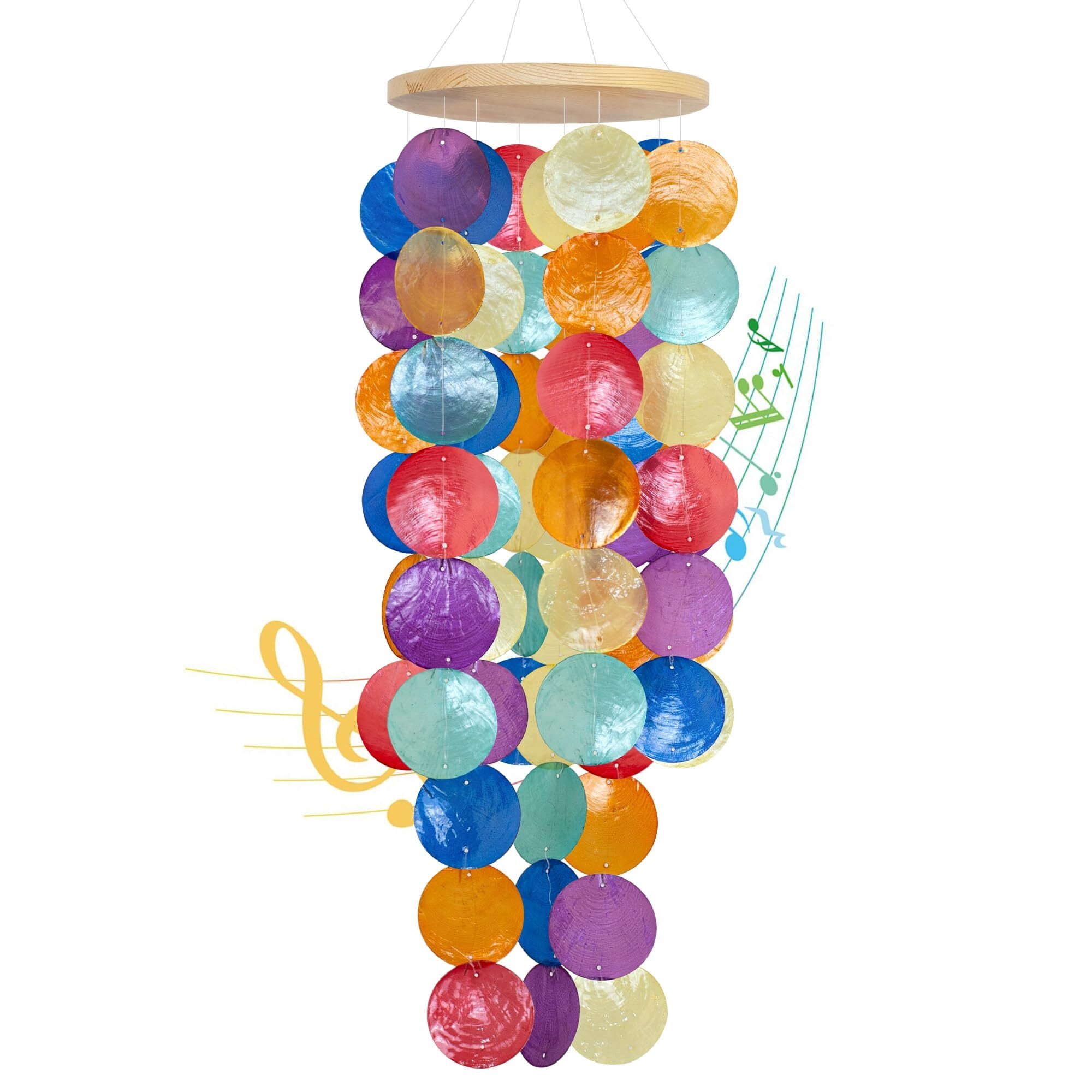 Outdoor Wind Chimes - Handmade rainbow shell wind chimes for indoor ...