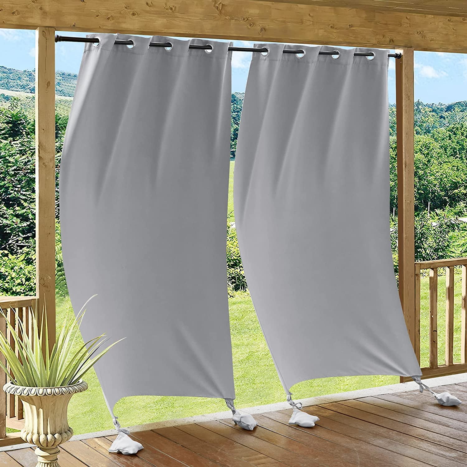 Outdoor Windproof Curtains for Patio, Waterproof Drapes with Weighted ...