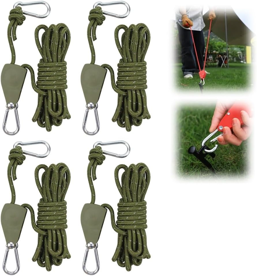 Outdoor Windproof Rope, Heatlyhot Camping Rope, Nylon Rope Retractable Ratchet Straps ...
