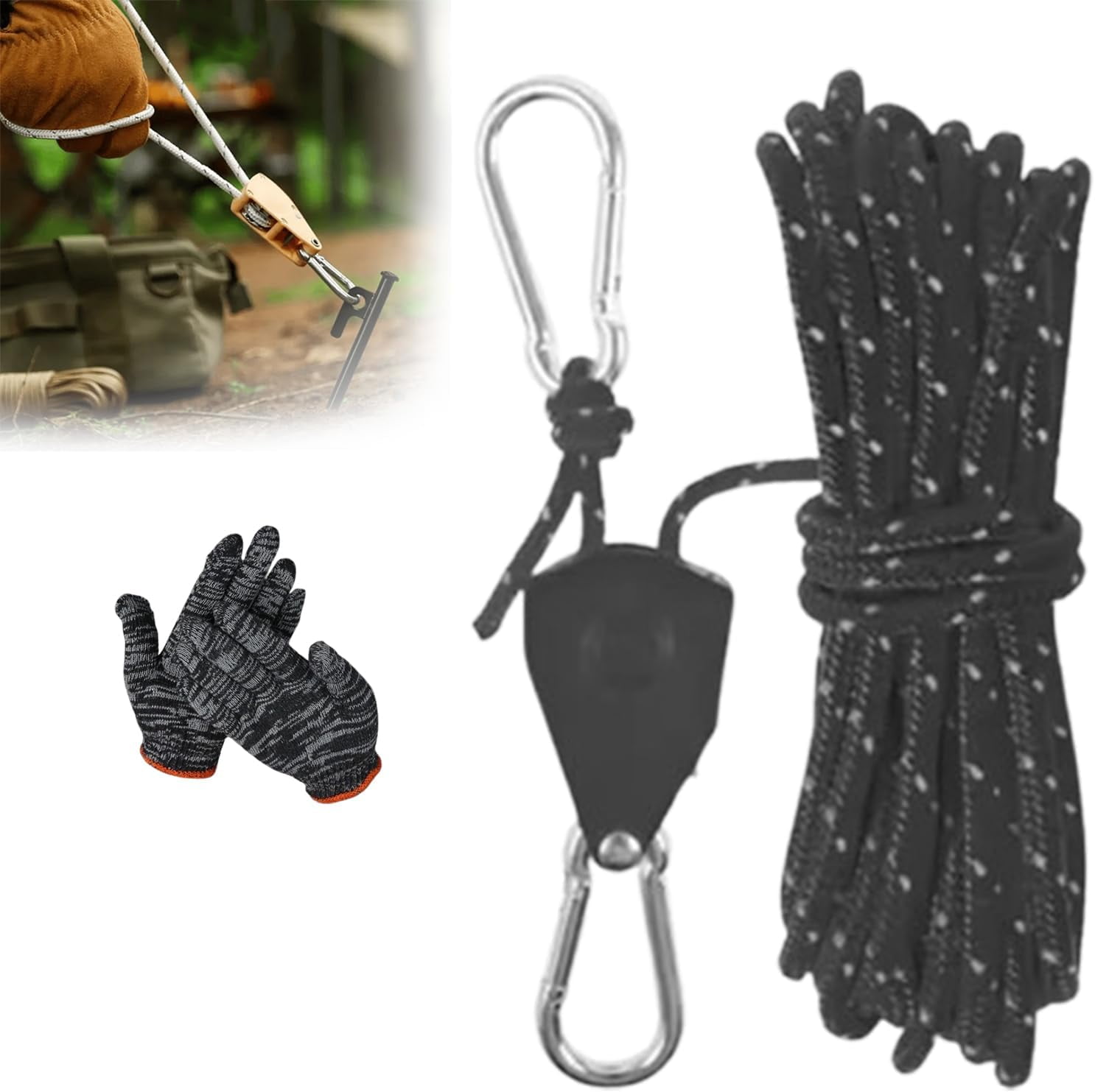 Outdoor Windproof Rope, Heatlyhot Camping Rope, Nylon Rope Retractable ...