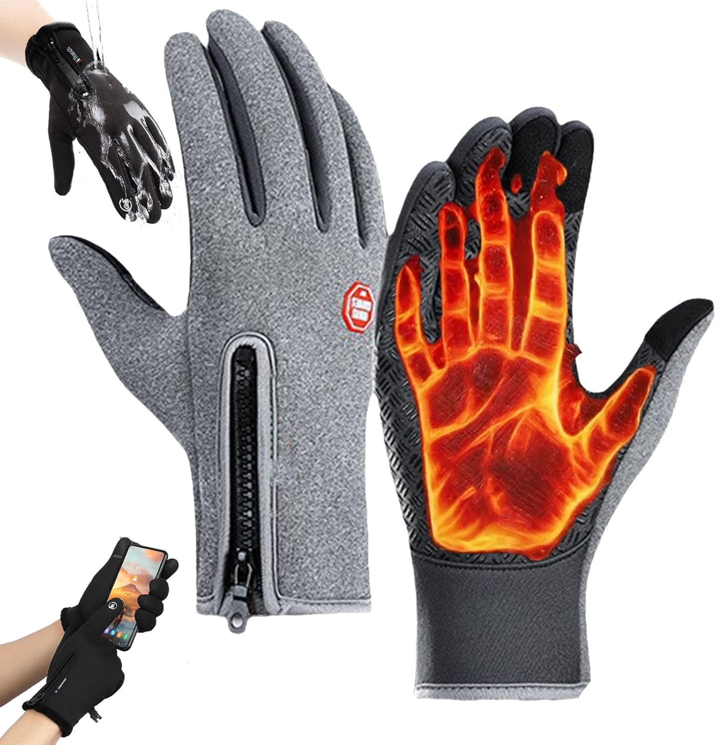 Outdoor Winter Gloves, Thermal Touch Screen Windproof Gloves,Adjustable ...