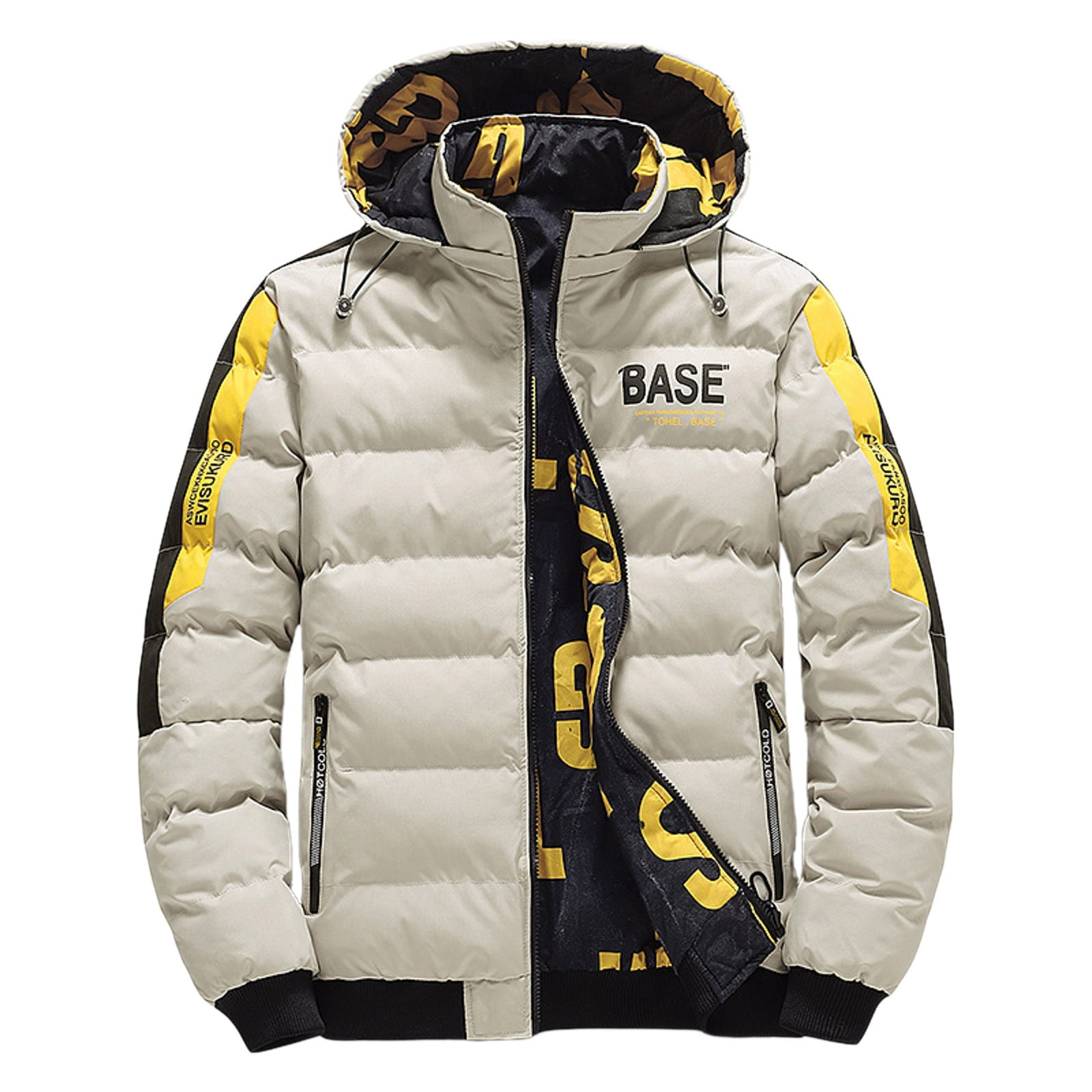 Outdoor Winter Reversible Mens Coat Thickened Jacket Removable Hood ...
