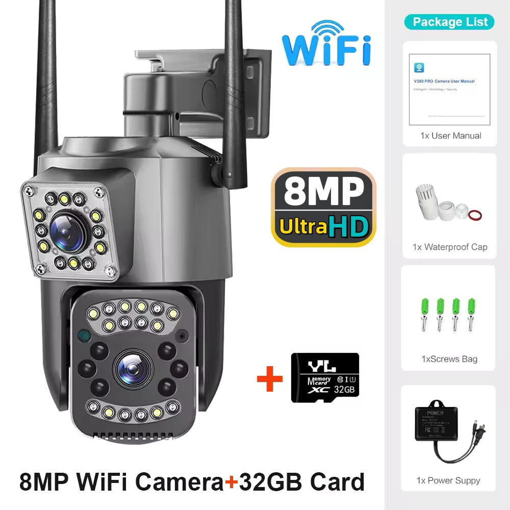 Outdoor Wireless Camera Wifi Dual Lens 8MP Body Detection PTZ Auto ...