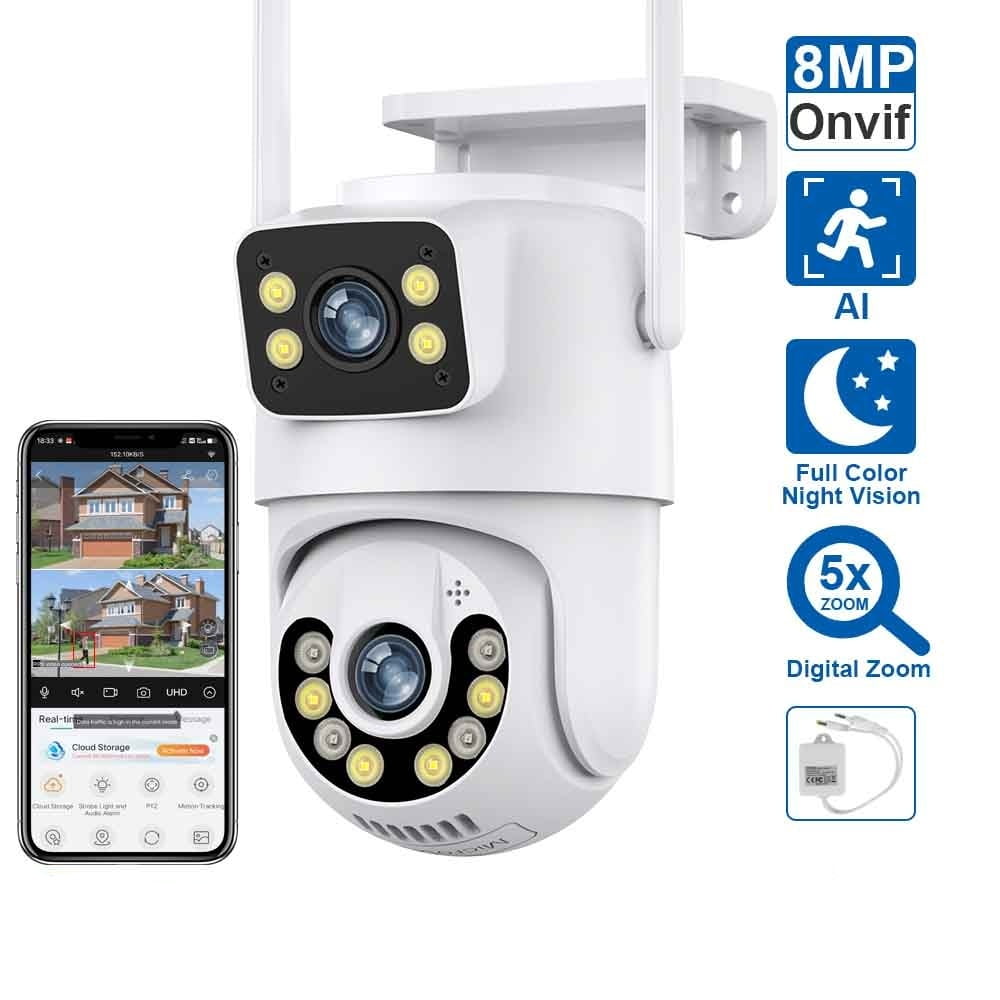 Outdoor Wireless Security IP Camera 4K 8MP HD Dual Lens External Wifi ...