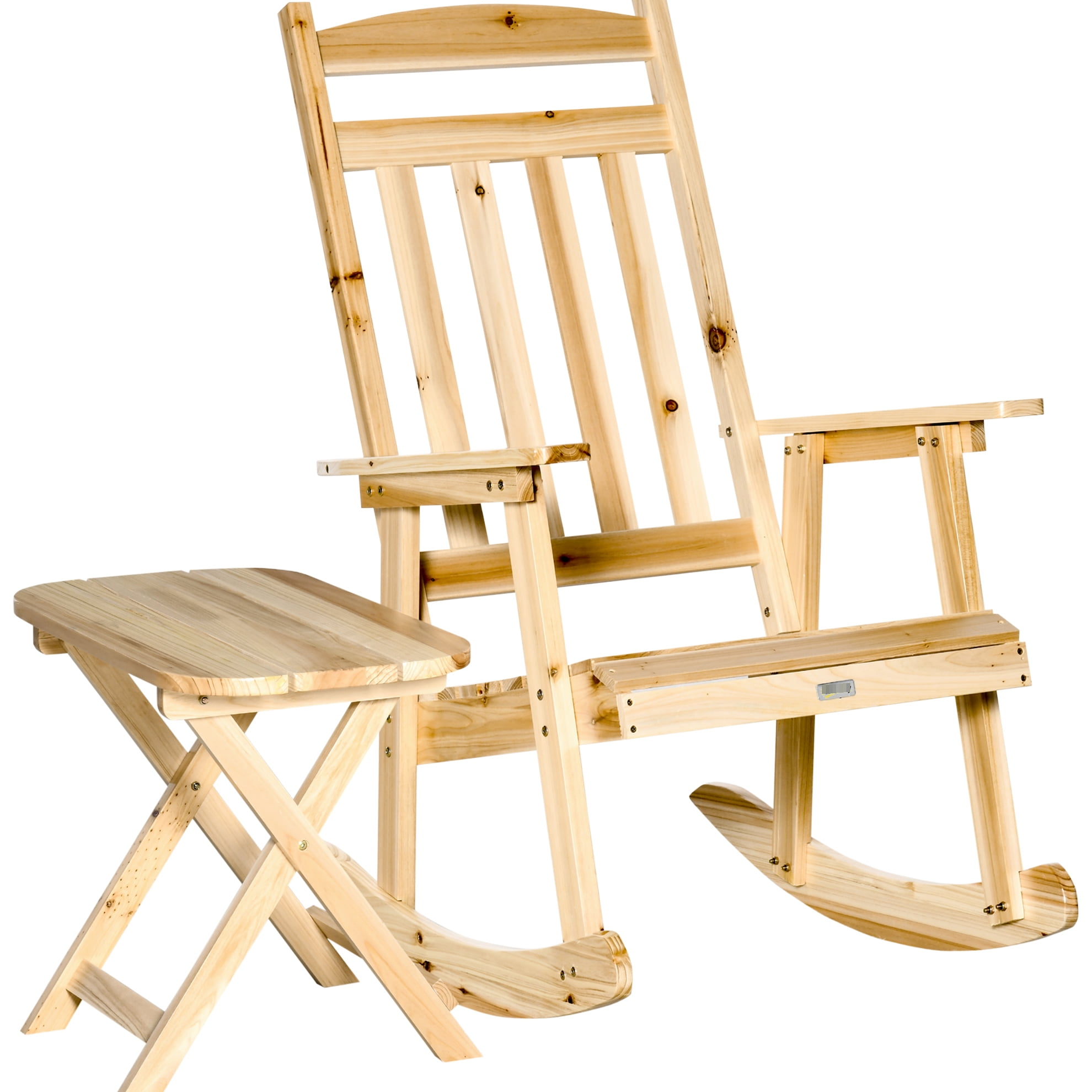 Outdoor Wood Bistro - Rocking Chair And Side Table For Patio, Backyard ...