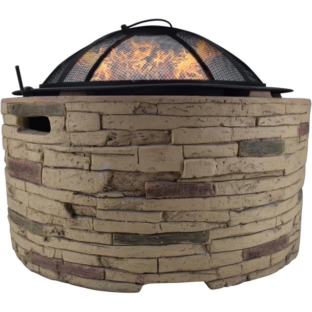 Outdoor Wood Burning Fire Pit Exquisite cast Stone Base 28in Round ...