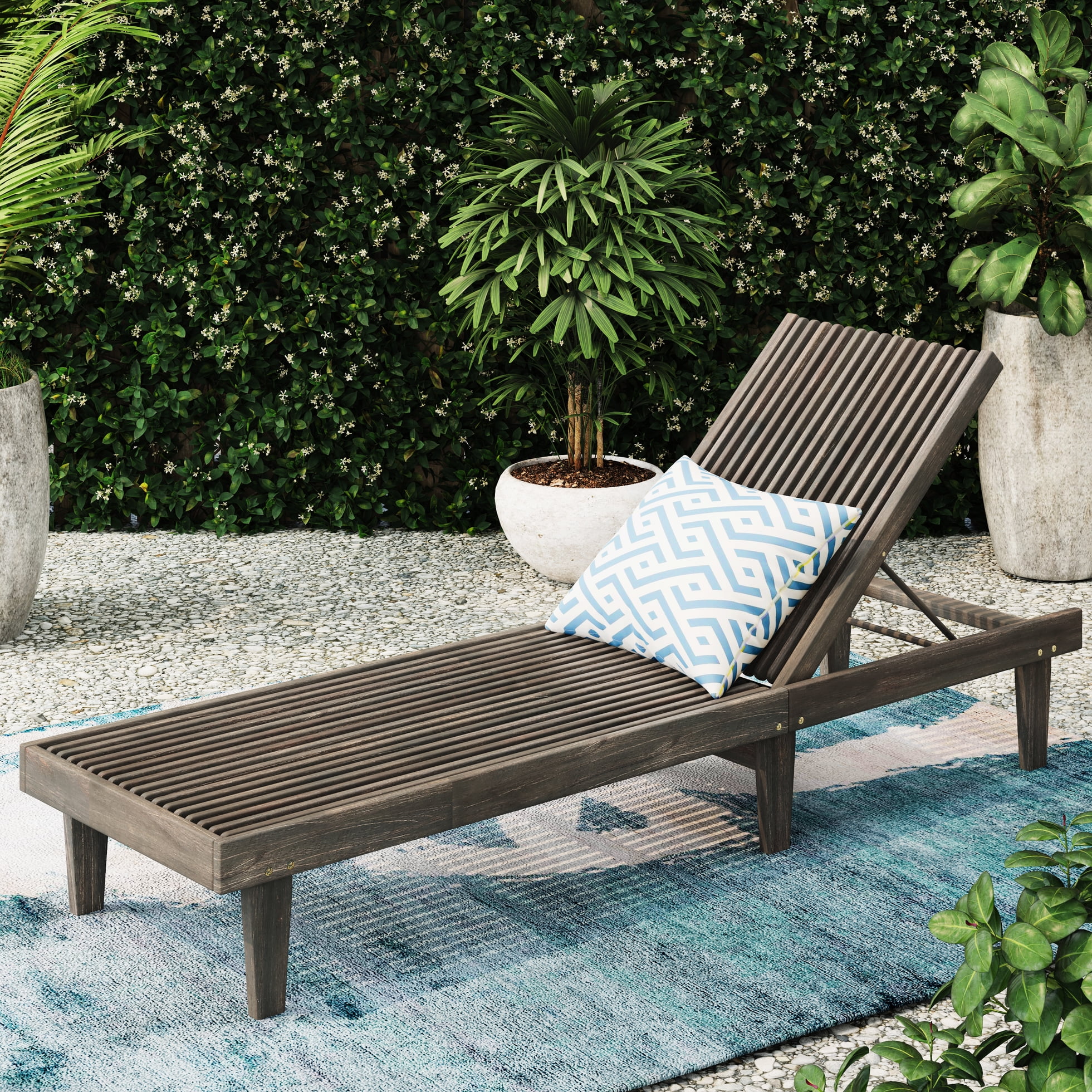 Outdoor Wood Chair - Grey Chaise Lounge For Long-term Use In Made Of ...