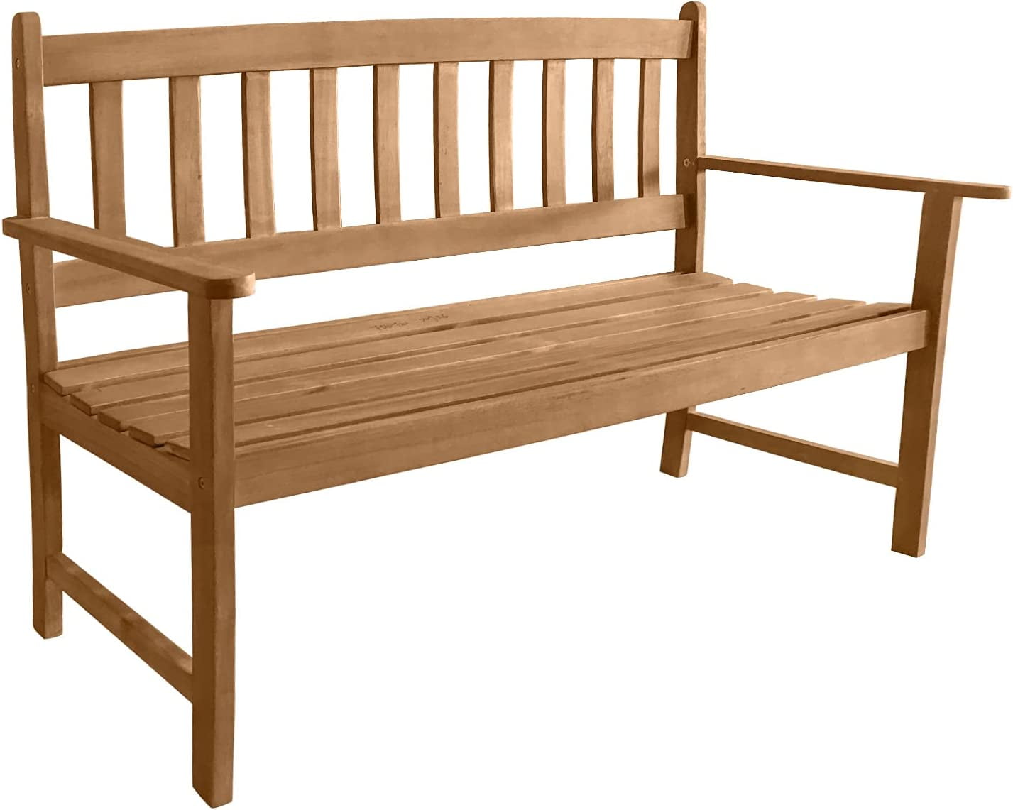 Outdoor Wood Patio Bench for Outside Lawn Backs, 2-Person Garden Bench ...