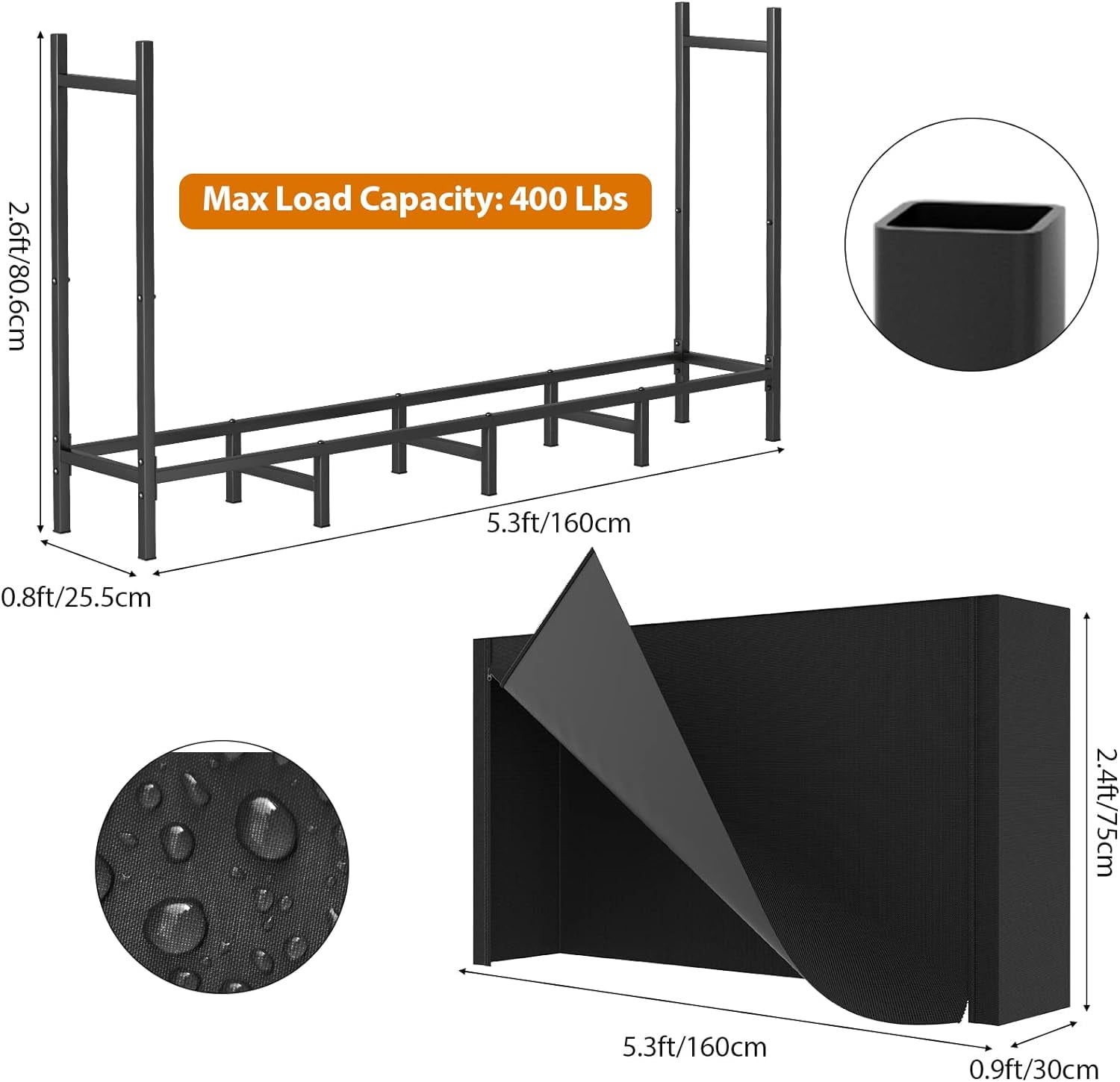 Outdoor Wood Rack, Fireplace Firewood Rack, Indoor Adjustable Heavy ...