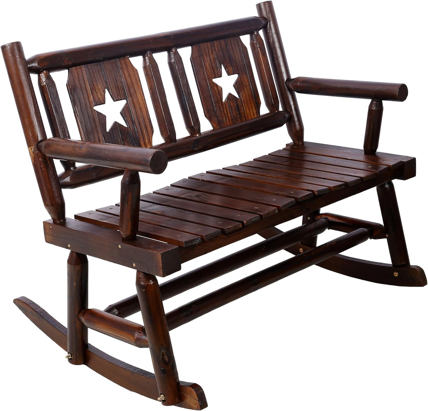 Outdoor Wood Rocking , Carbonized Double Rocking Chair for 2 Persons ...