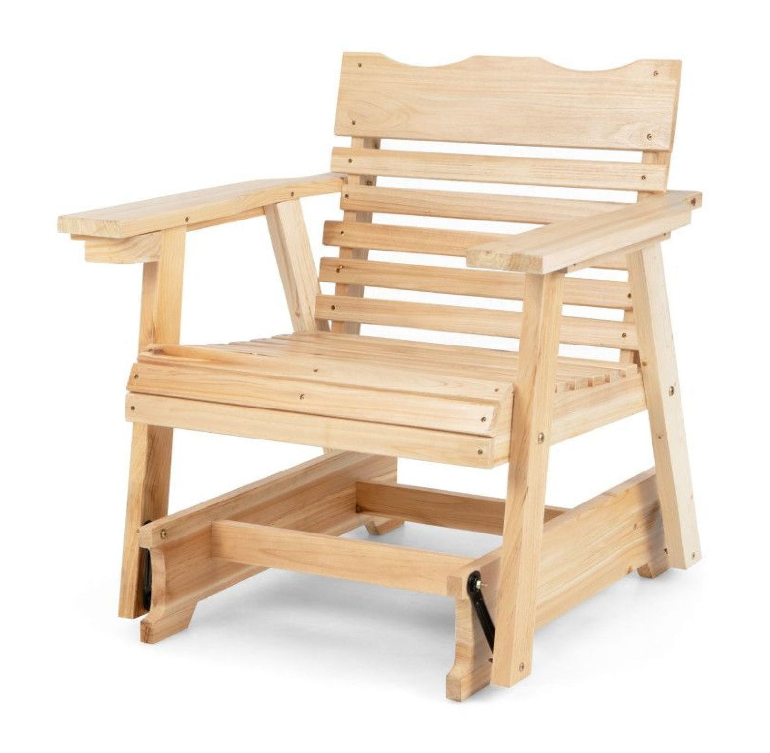 Outdoor Wood Rocking Chair with High Back and Widened Armrests Brown ...