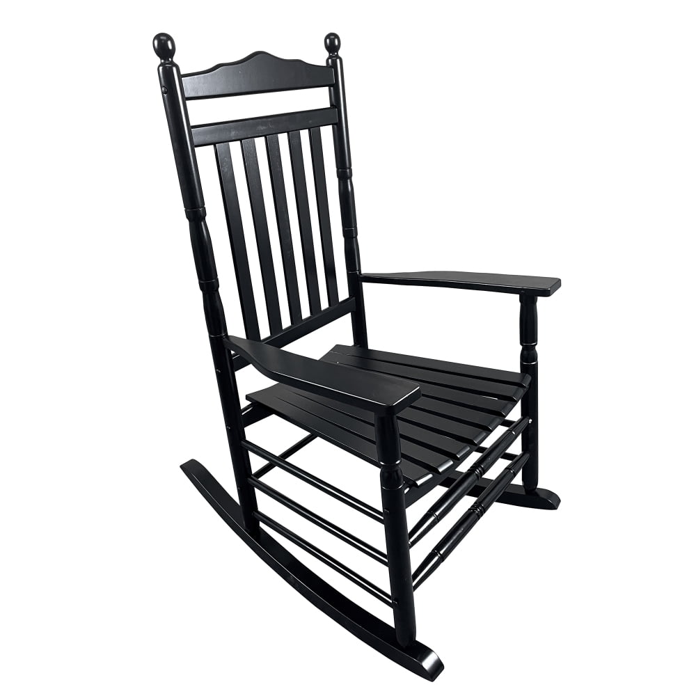 Outdoor Wood Rocking Chair with Slatted Backrest and Armrest, Up to ...