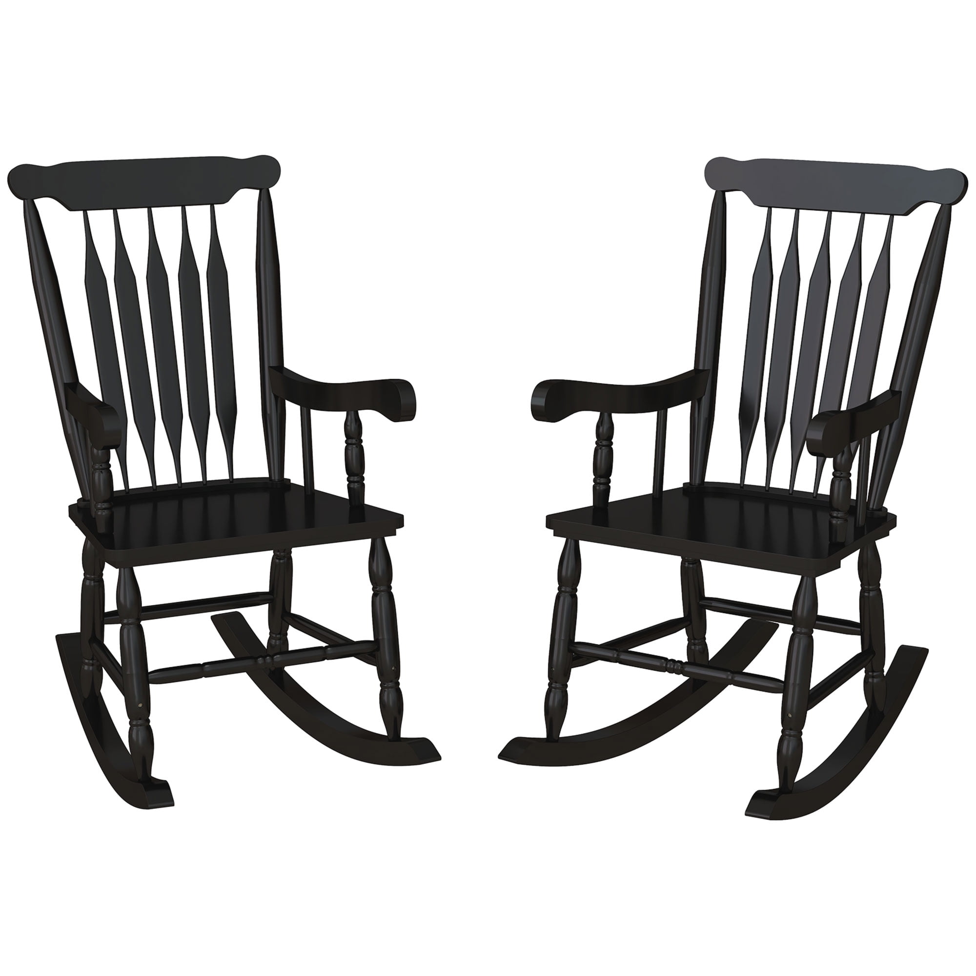 Outdoor Wood Rocking Chairs Set of 2, 350 lbs. Porch Rockers with High ...